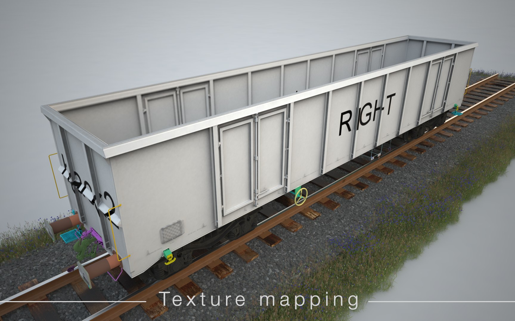 Open-top Box Railcar Eanos 3d Max