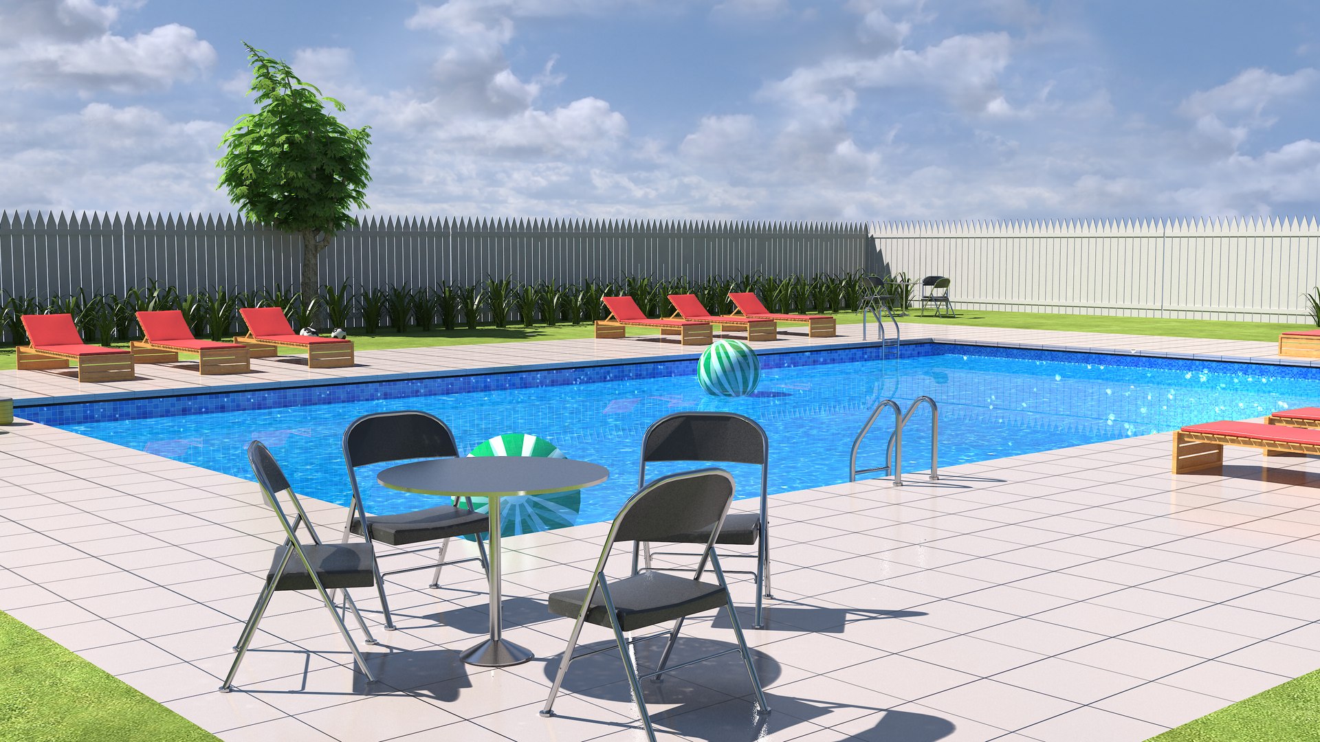 Swimming Pool And Garden 3D Model - TurboSquid 1723478