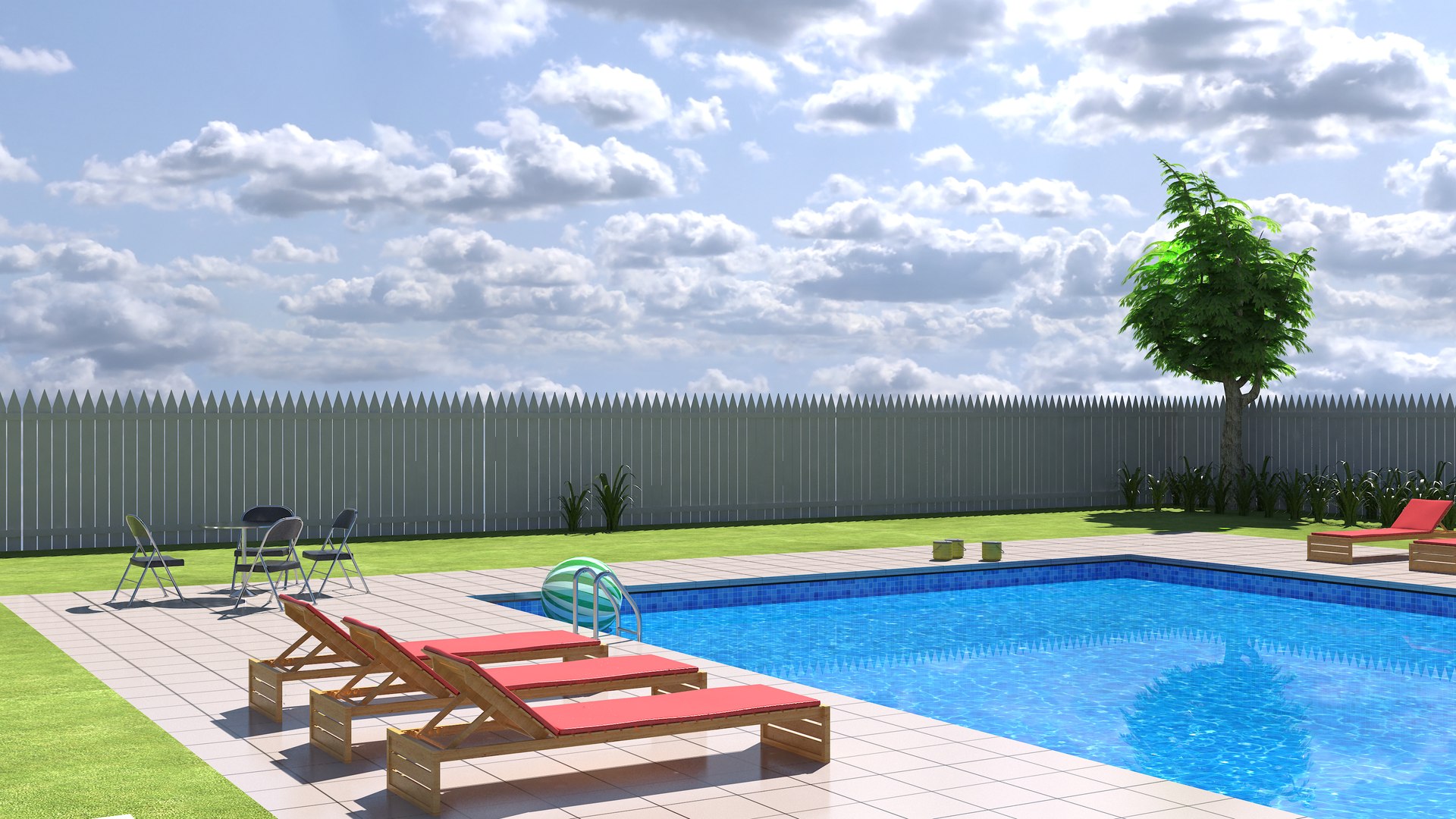 Swimming Pool And Garden 3D Model - TurboSquid 1723478