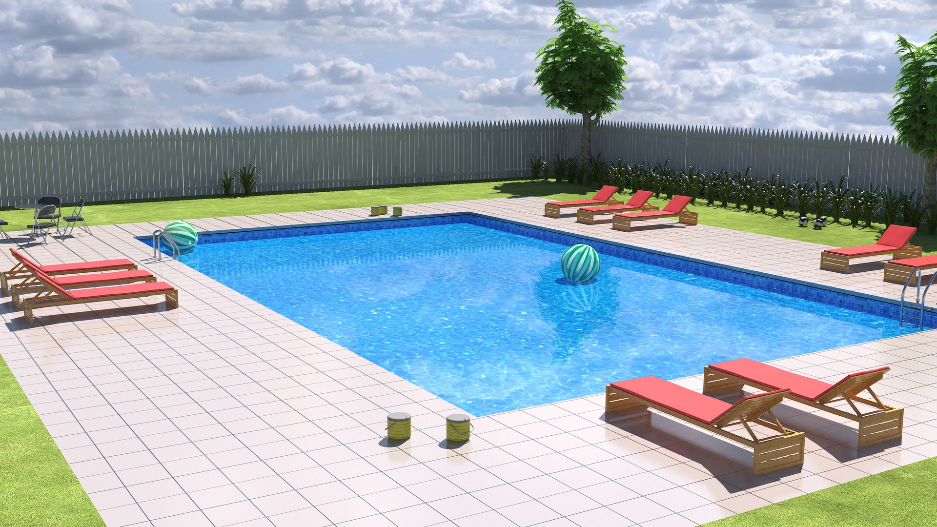Swimming Pool And Garden 3D Model - TurboSquid 1723478