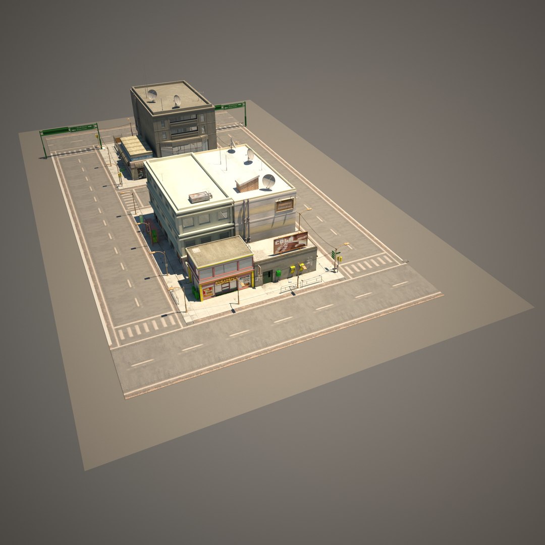 3d Model Buildings Town Scene City