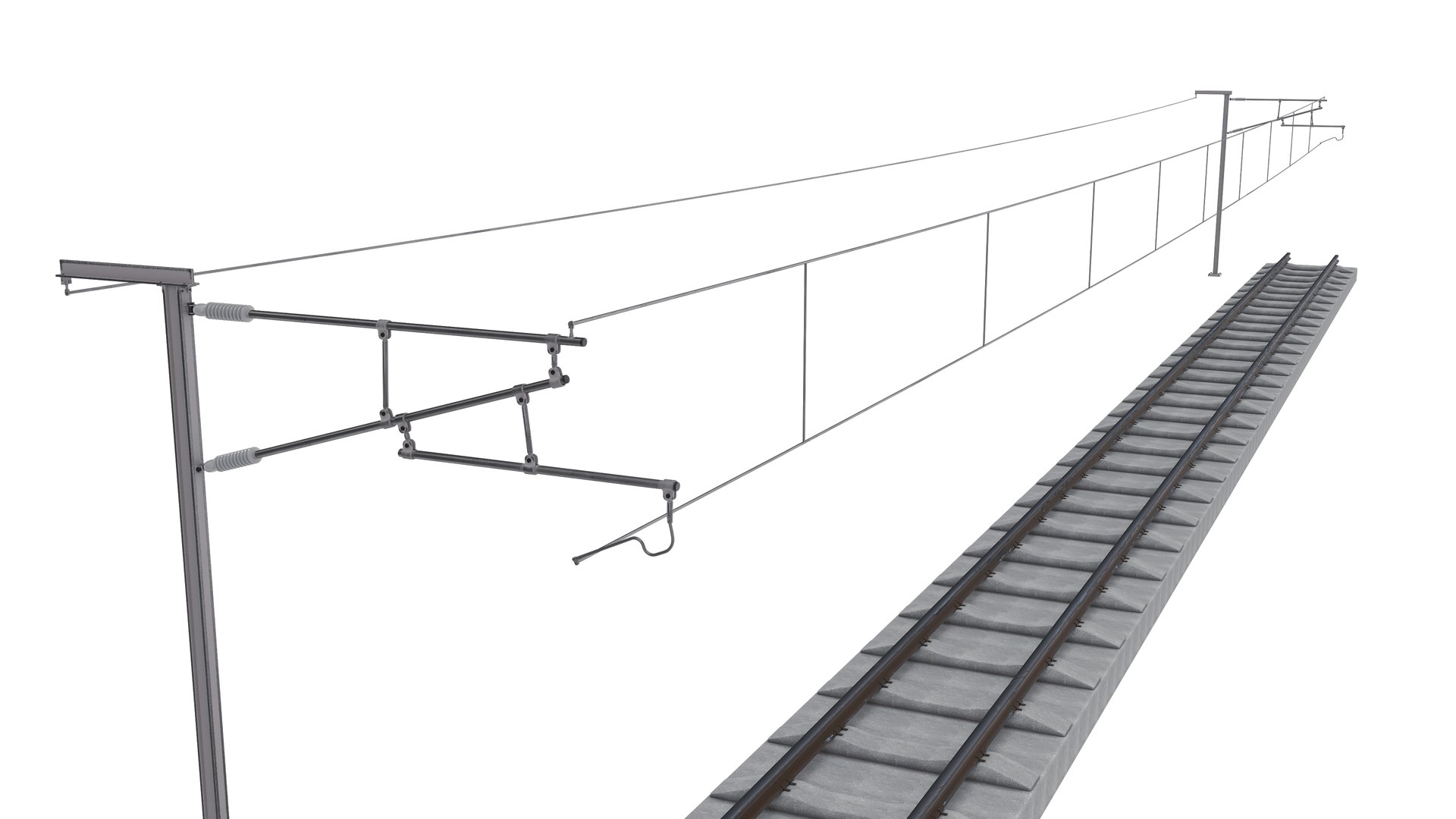 3D Model Railway Track Electrified - TurboSquid 2282846