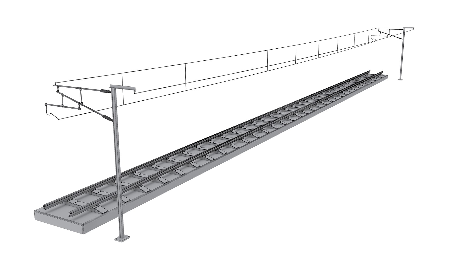 3D Model Railway Track Electrified - TurboSquid 2282846