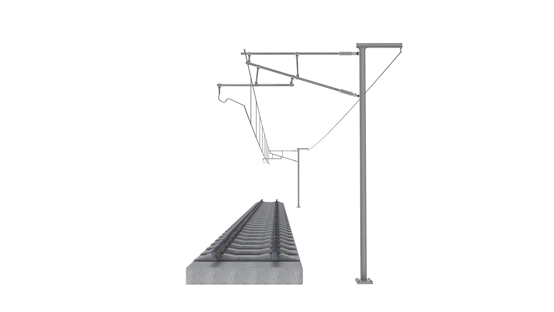 3D Model Railway Track Electrified - TurboSquid 2282846