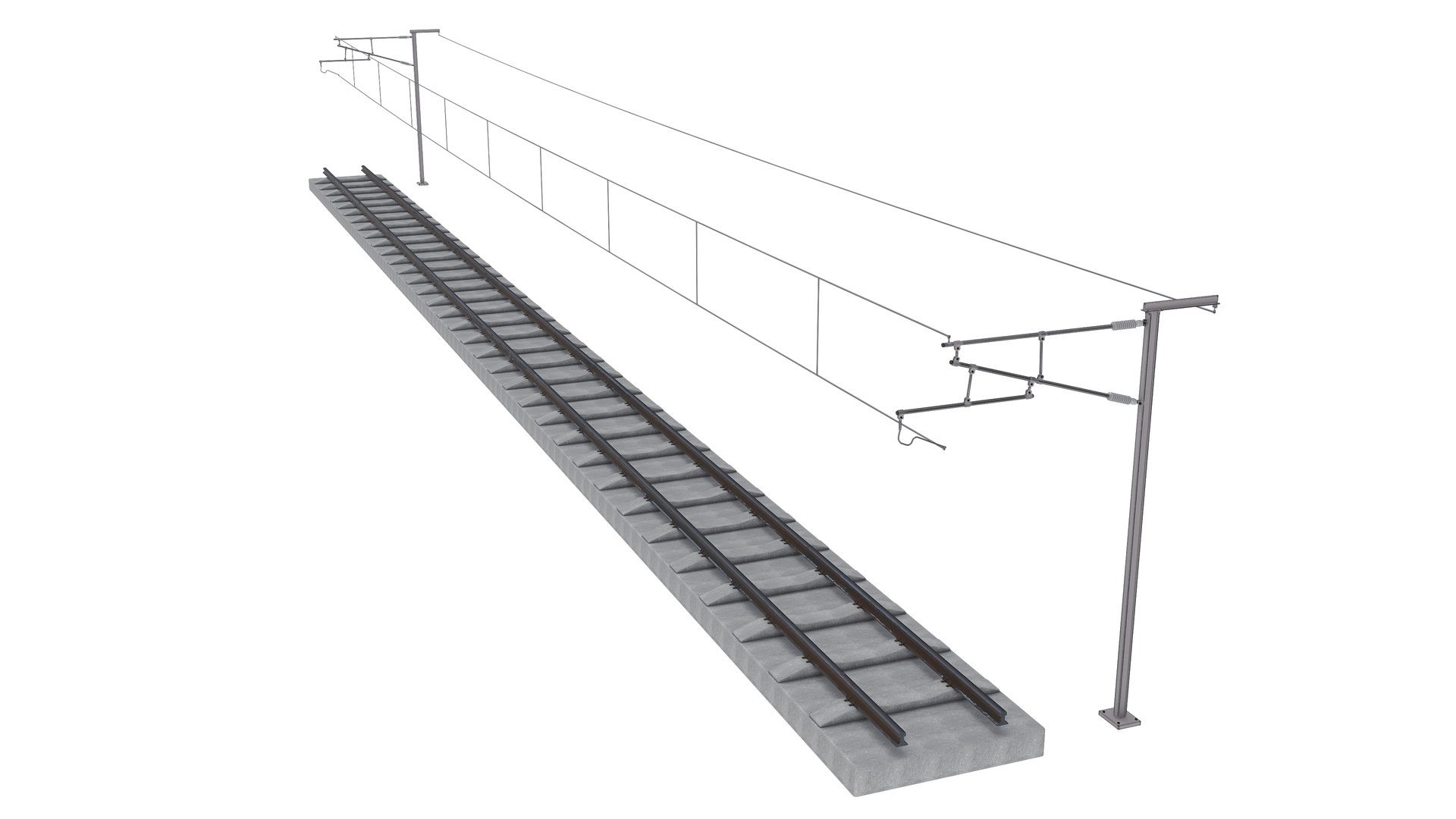3D Model Railway Track Electrified - TurboSquid 2282846