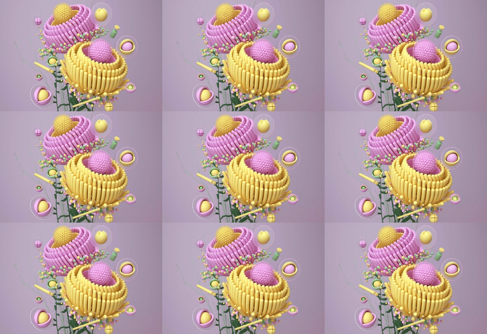 3D Spring flowers e-commerce products poster home page C4D scene ...