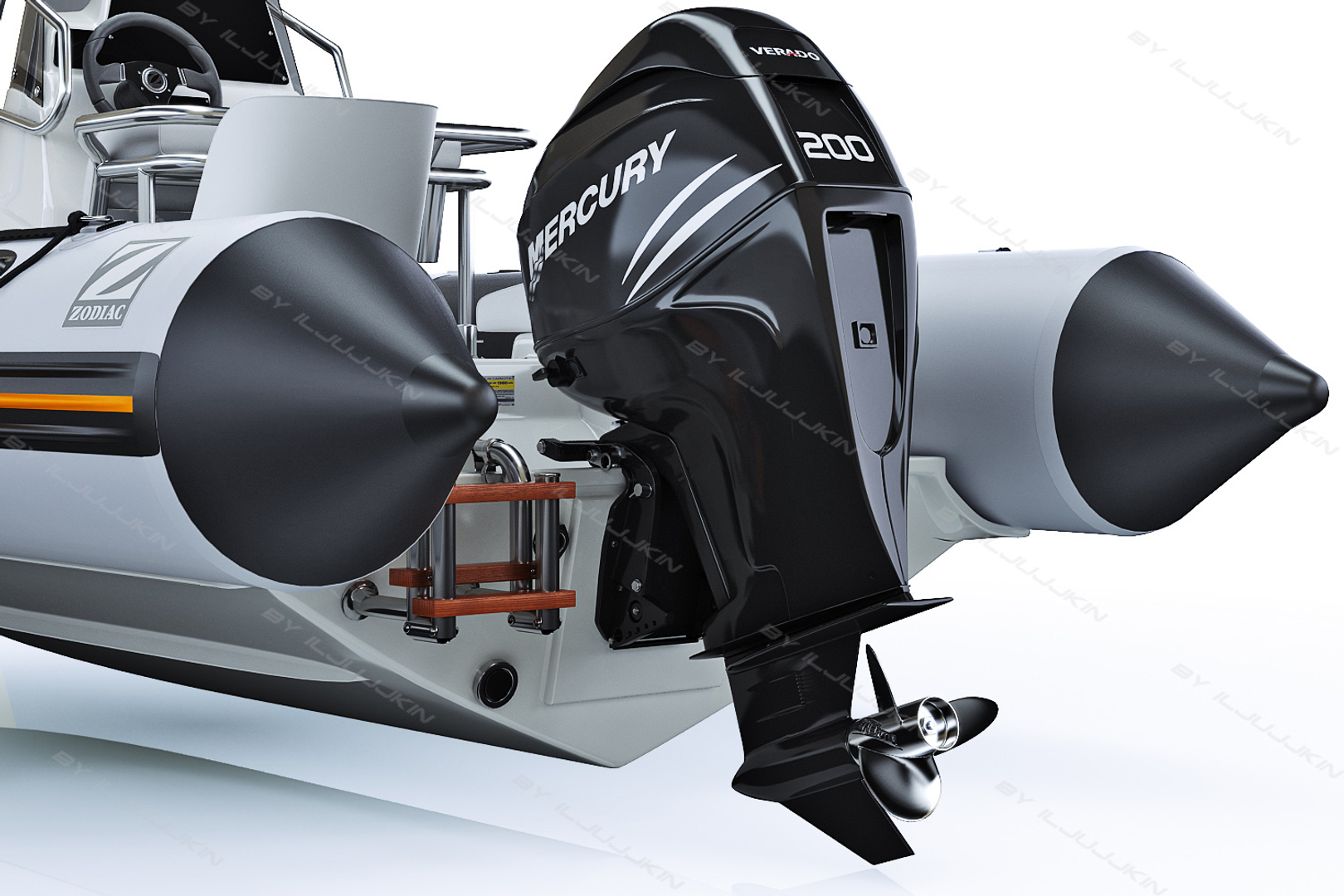 inflatable boat zodiac 550 3d model