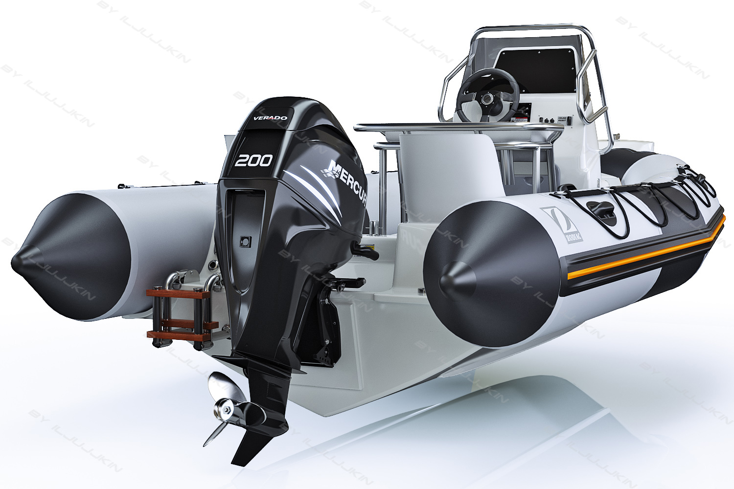 inflatable boat zodiac 550 3d model