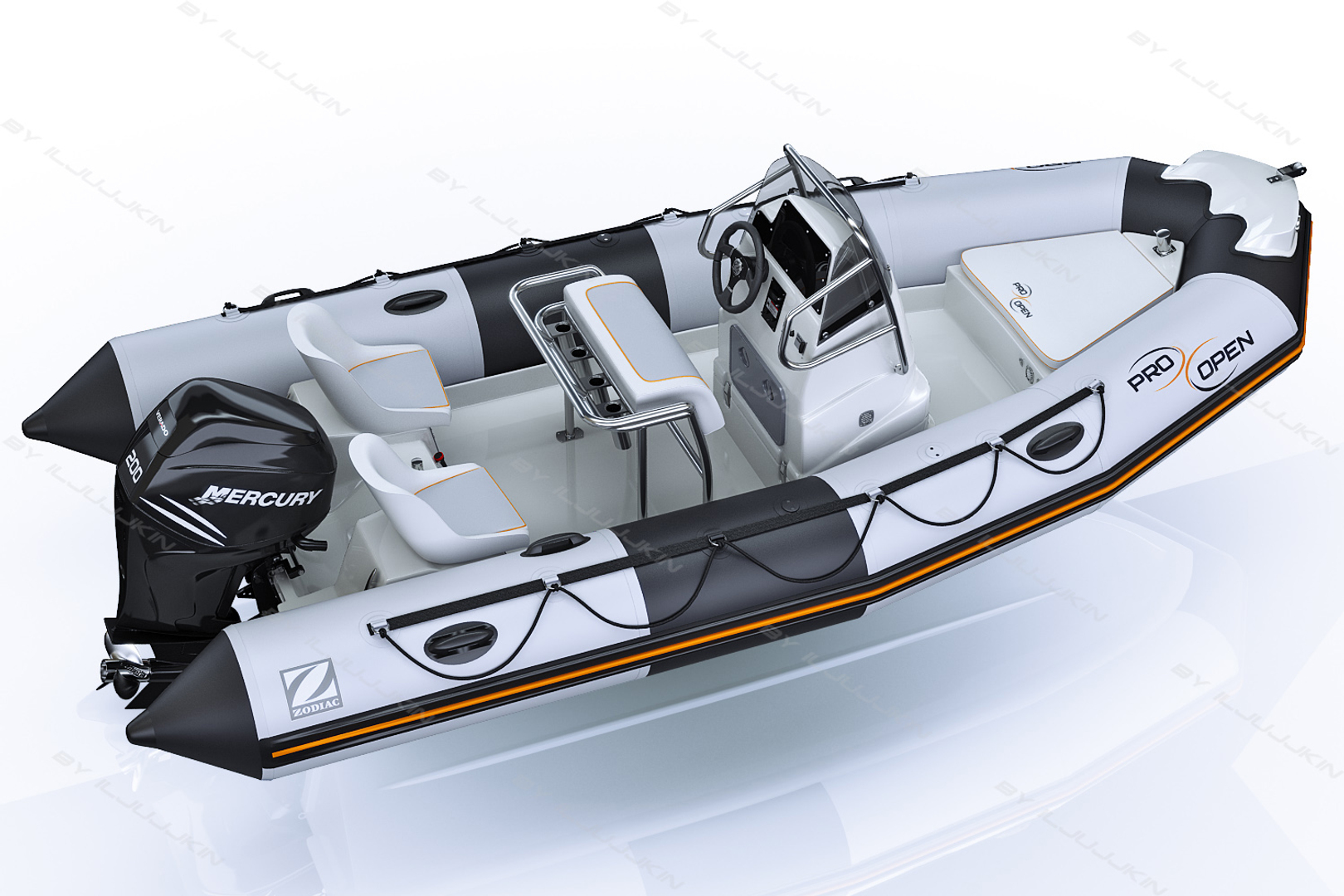inflatable boat zodiac 550 3d model
