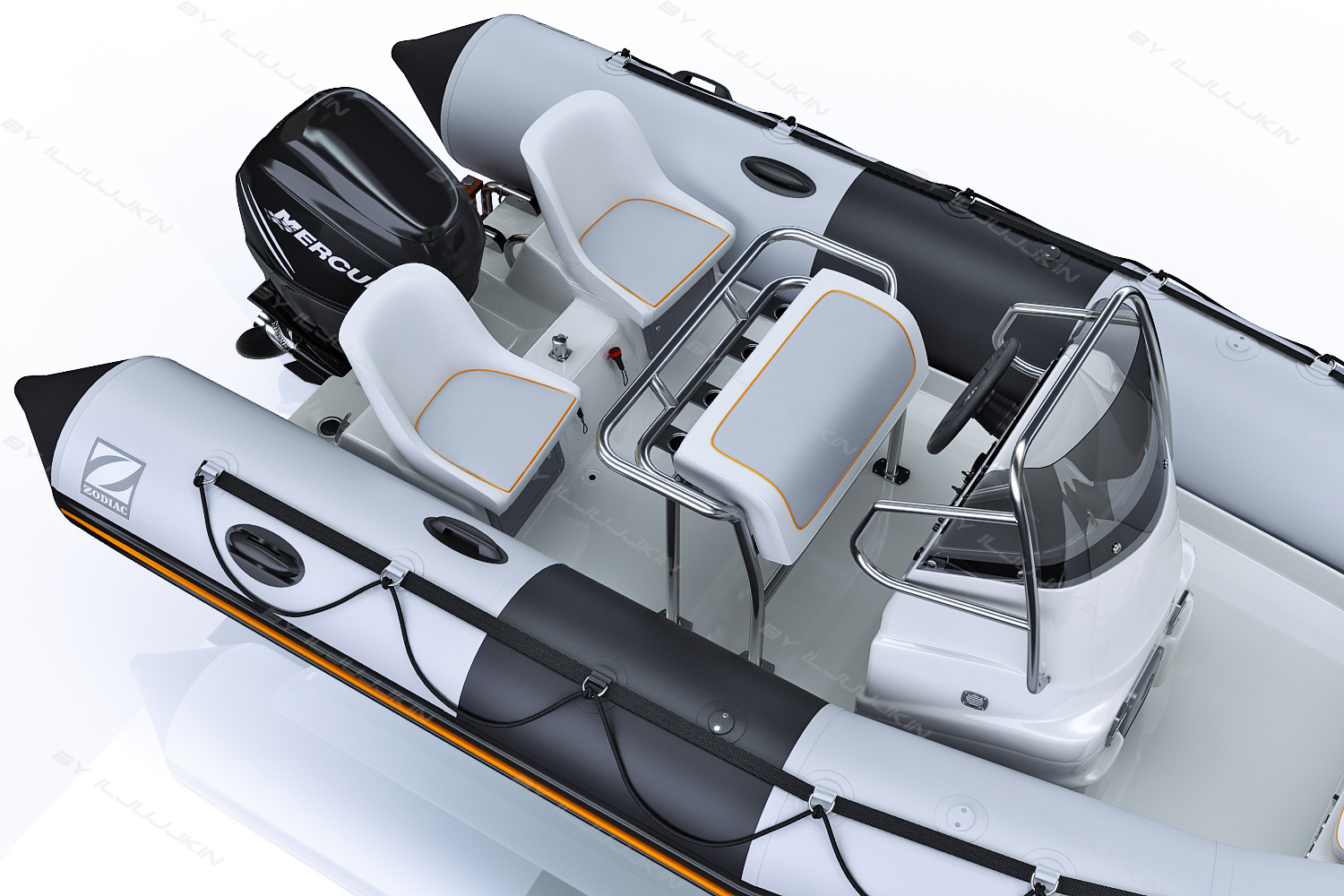 inflatable boat zodiac 550 3d model