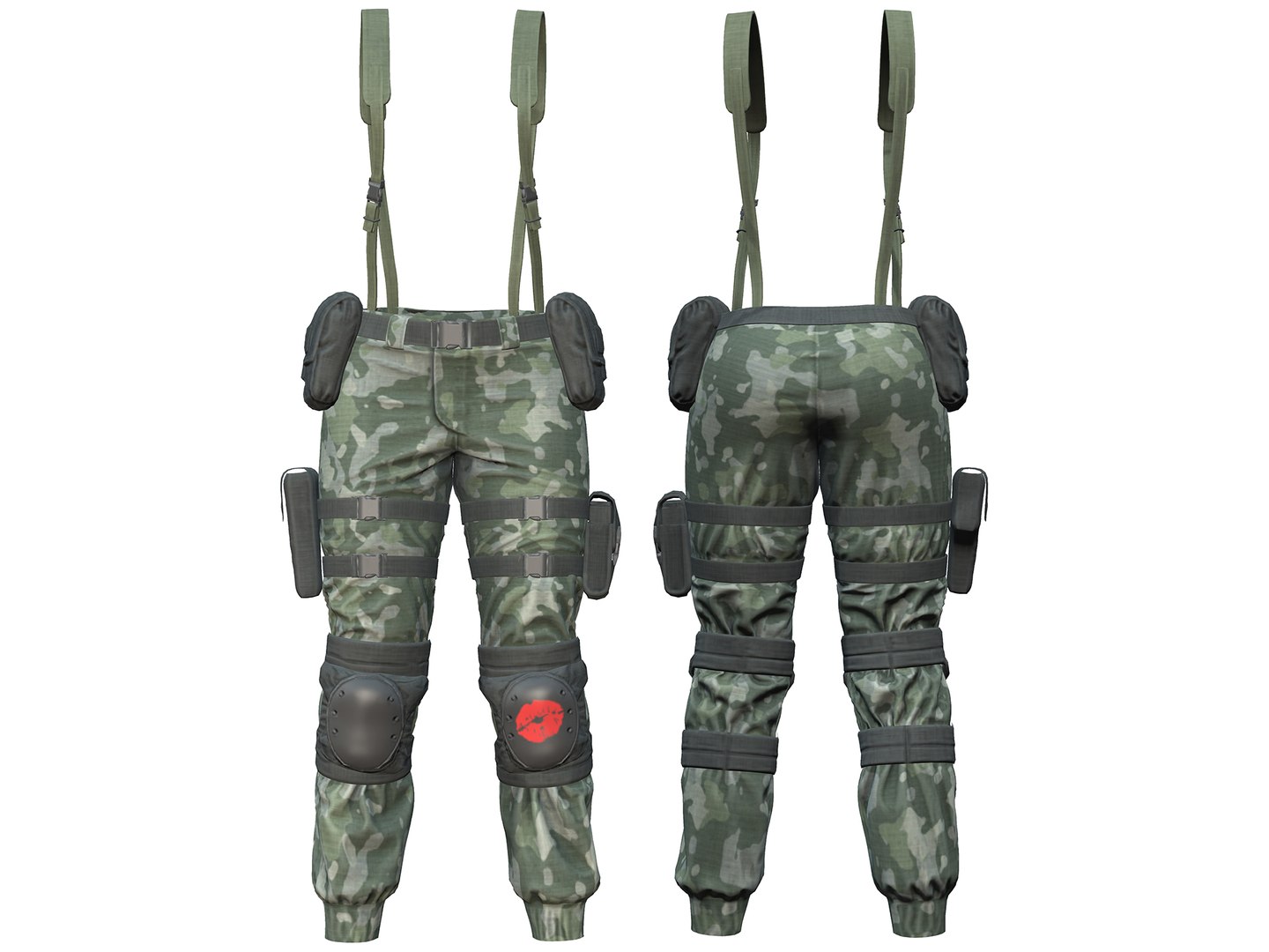 Female Casual Military Combat Outfit Top Pants Boots Gun 3D Model ...