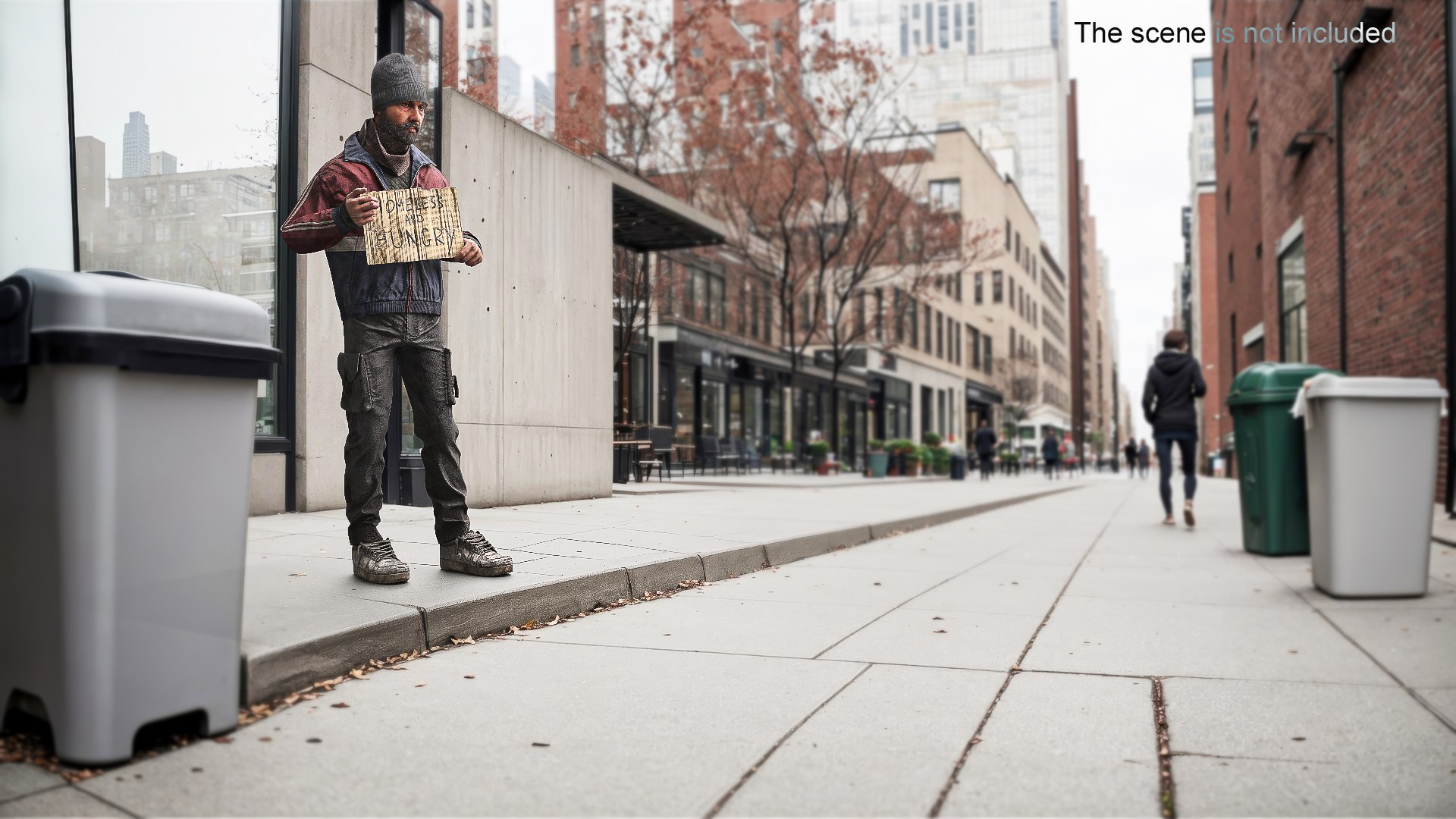 3D Standing Homeless Man With Placard Model - TurboSquid 2308482