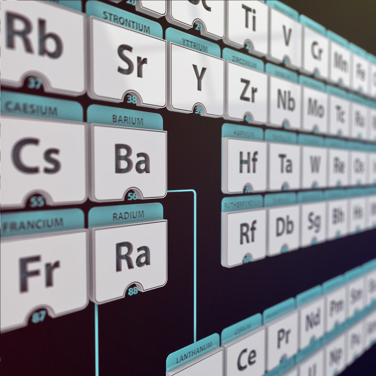 3d model of periodic table elements chemistry