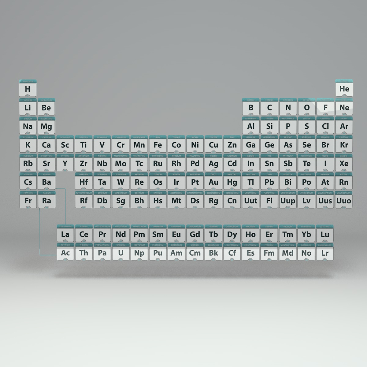 3d model of periodic table elements chemistry