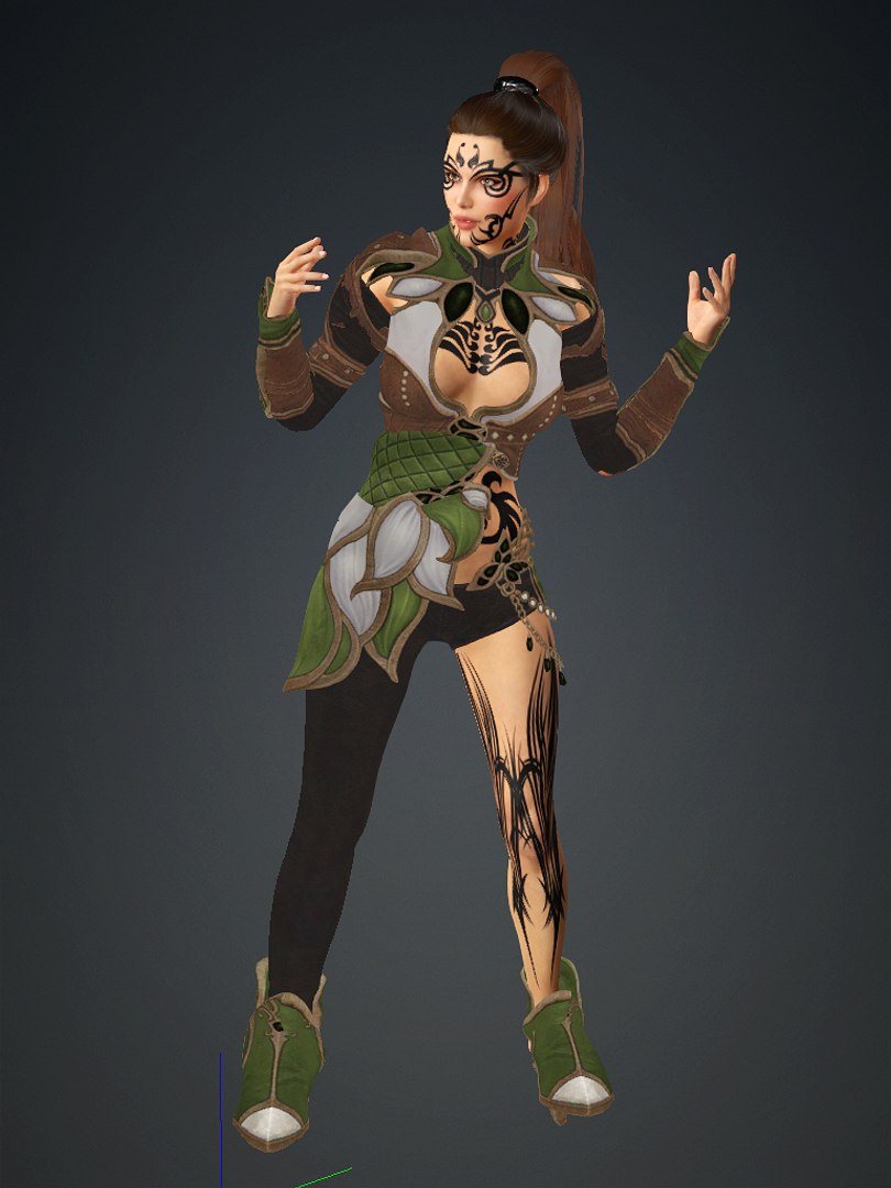 Realistic Rigged Medieval Action Girl-Timsha Character 3D Model model ...