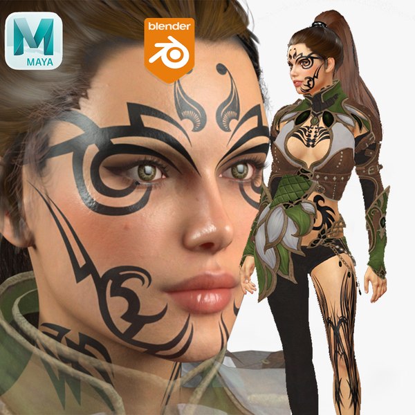 modelo 3d Personaje de niña-Timsha de acción medieval aparejado ...