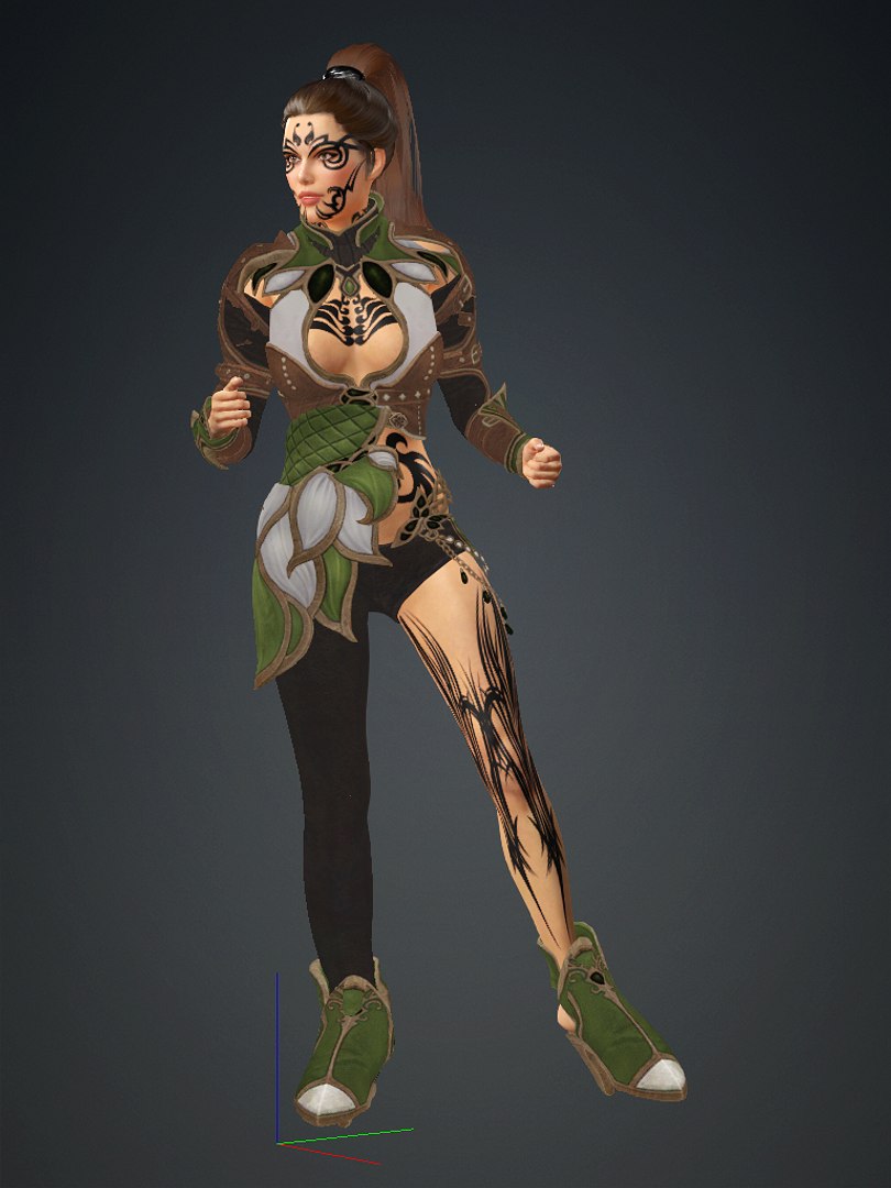 Realistic Rigged Medieval Action Girl-Timsha Character 3D Model model ...