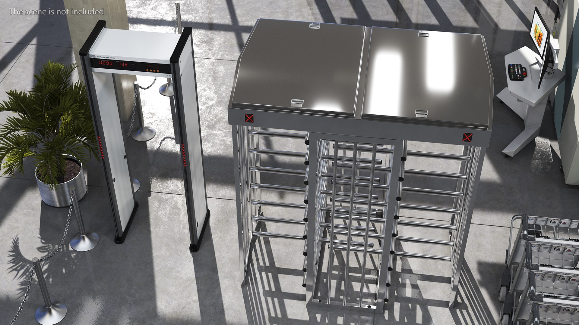 Stainless Steel Dual Lane Security Turnstile Model - TurboSquid 1770168