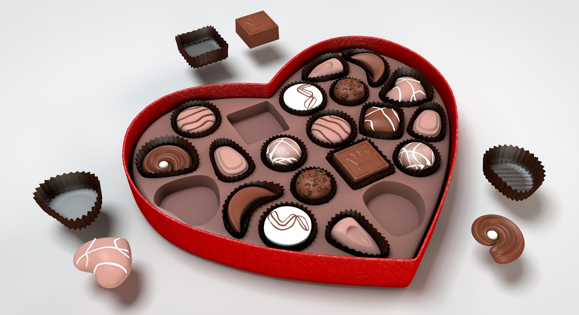 3d Heart Box Chocolates Model
