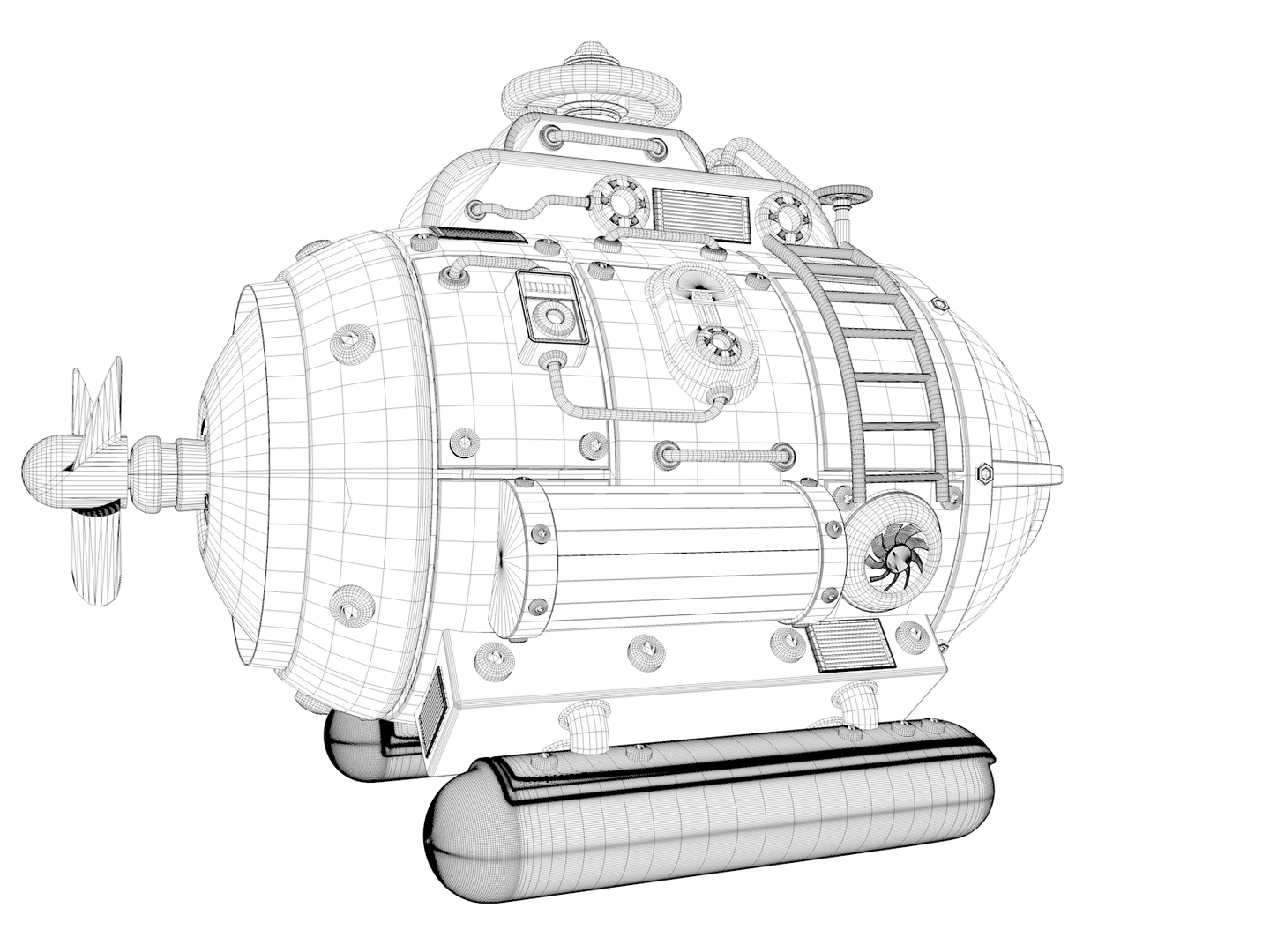 Steampunk submarine steam 3D model - TurboSquid 1535109