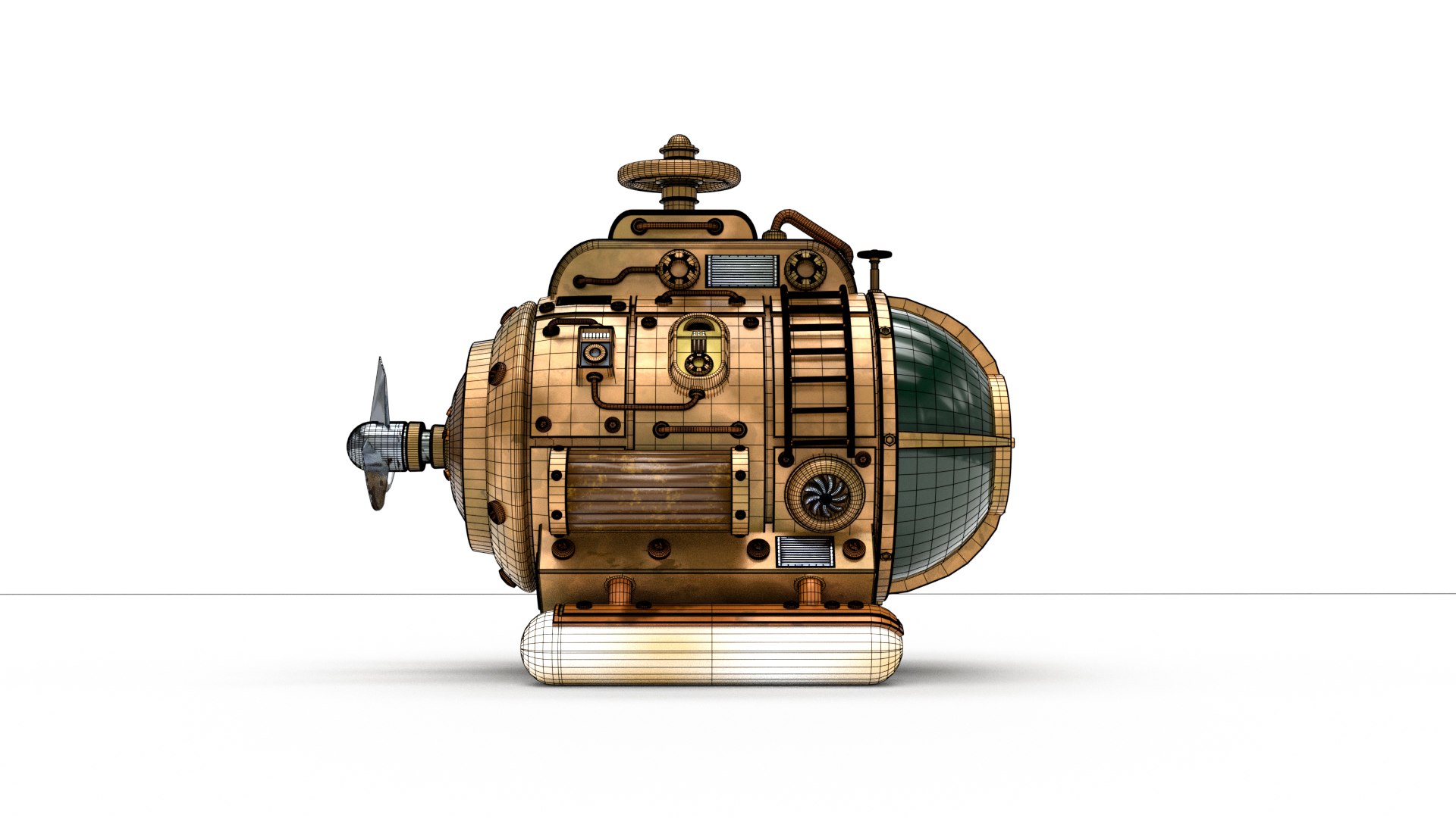 Steampunk Submarine Steam 3D Model - TurboSquid 1535109