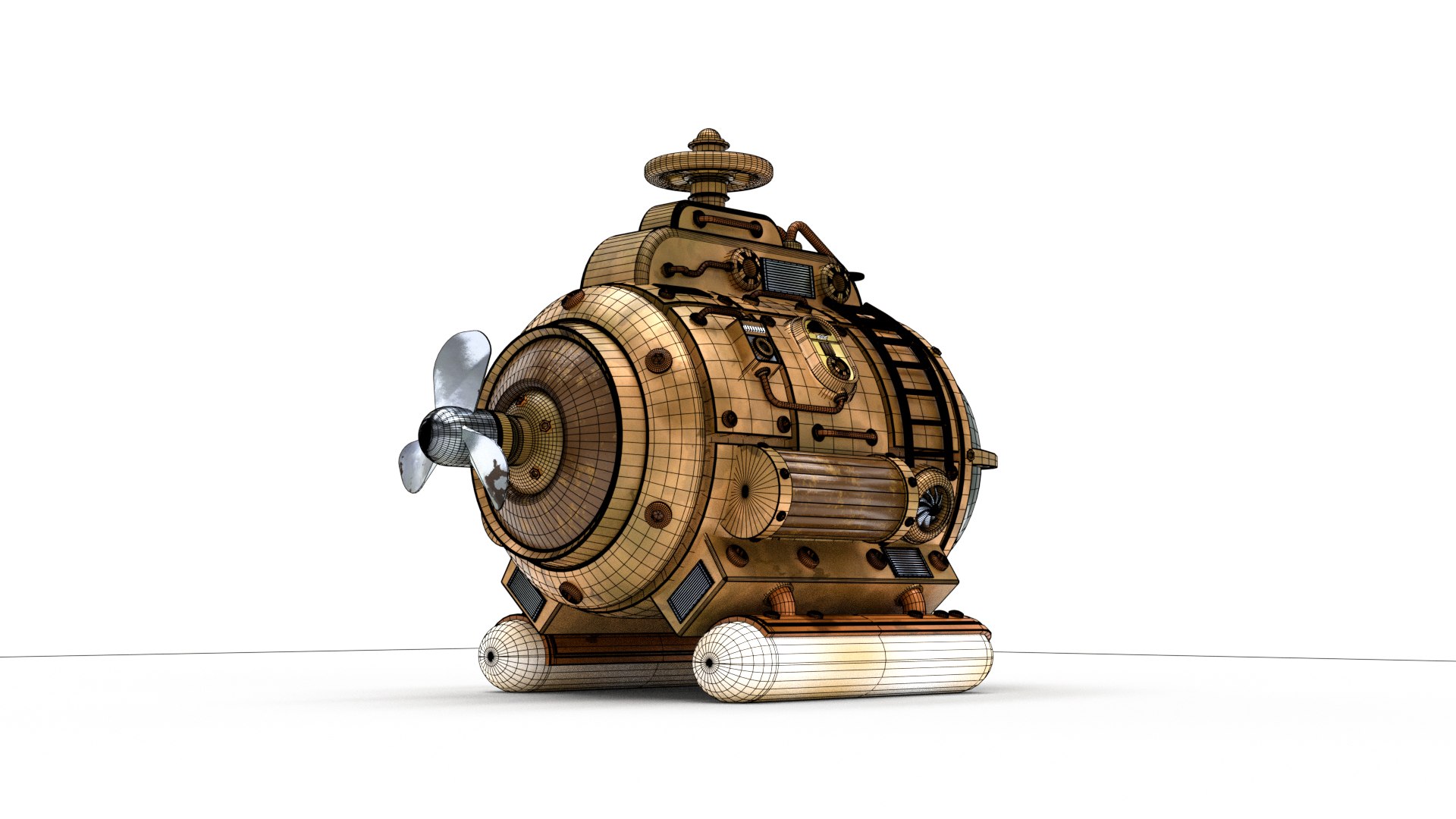Steampunk Submarine Steam 3D Model - TurboSquid 1535109