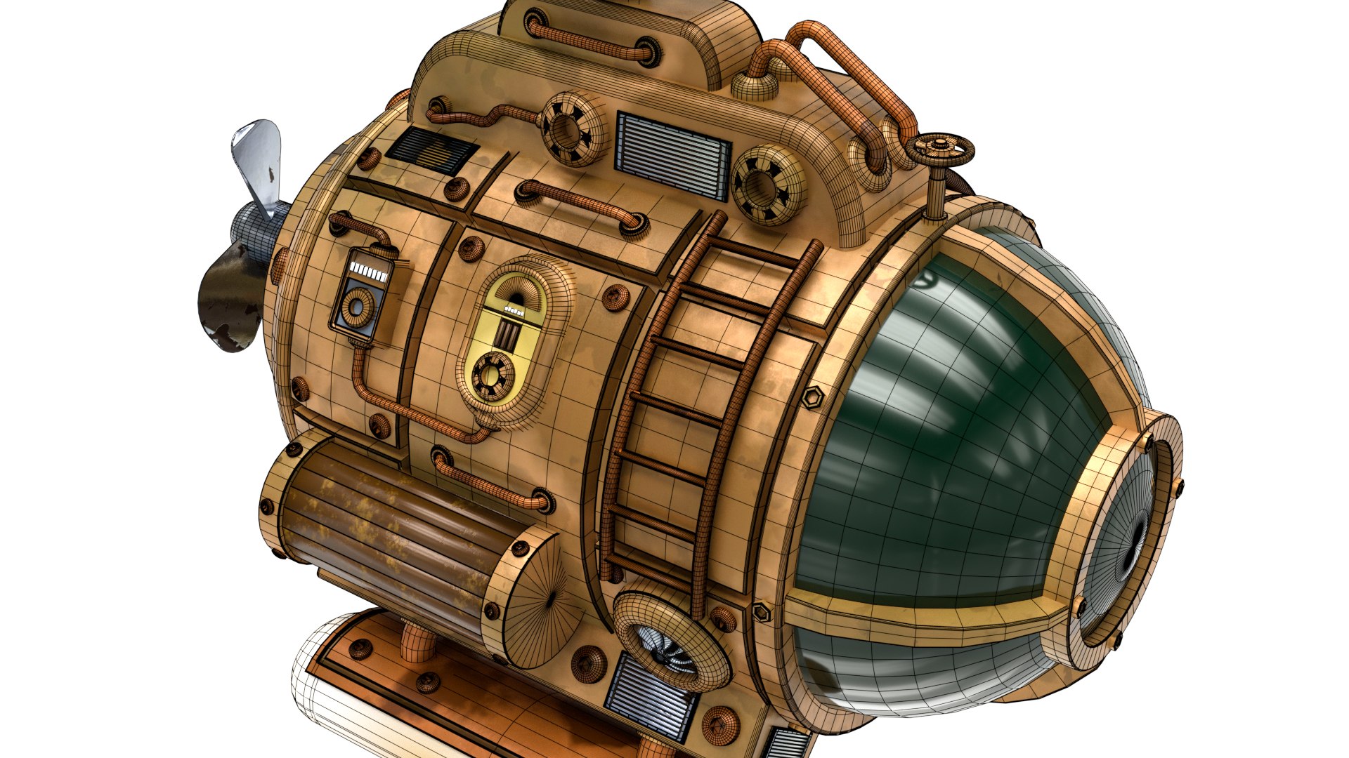 Steampunk submarine steam 3D model - TurboSquid 1535109
