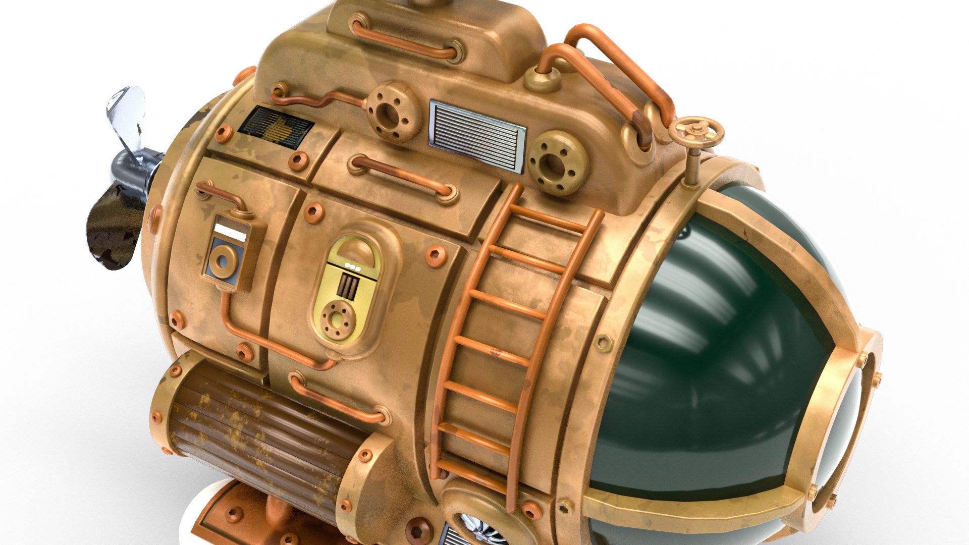 Steampunk Submarine Steam 3D Model - TurboSquid 1535109