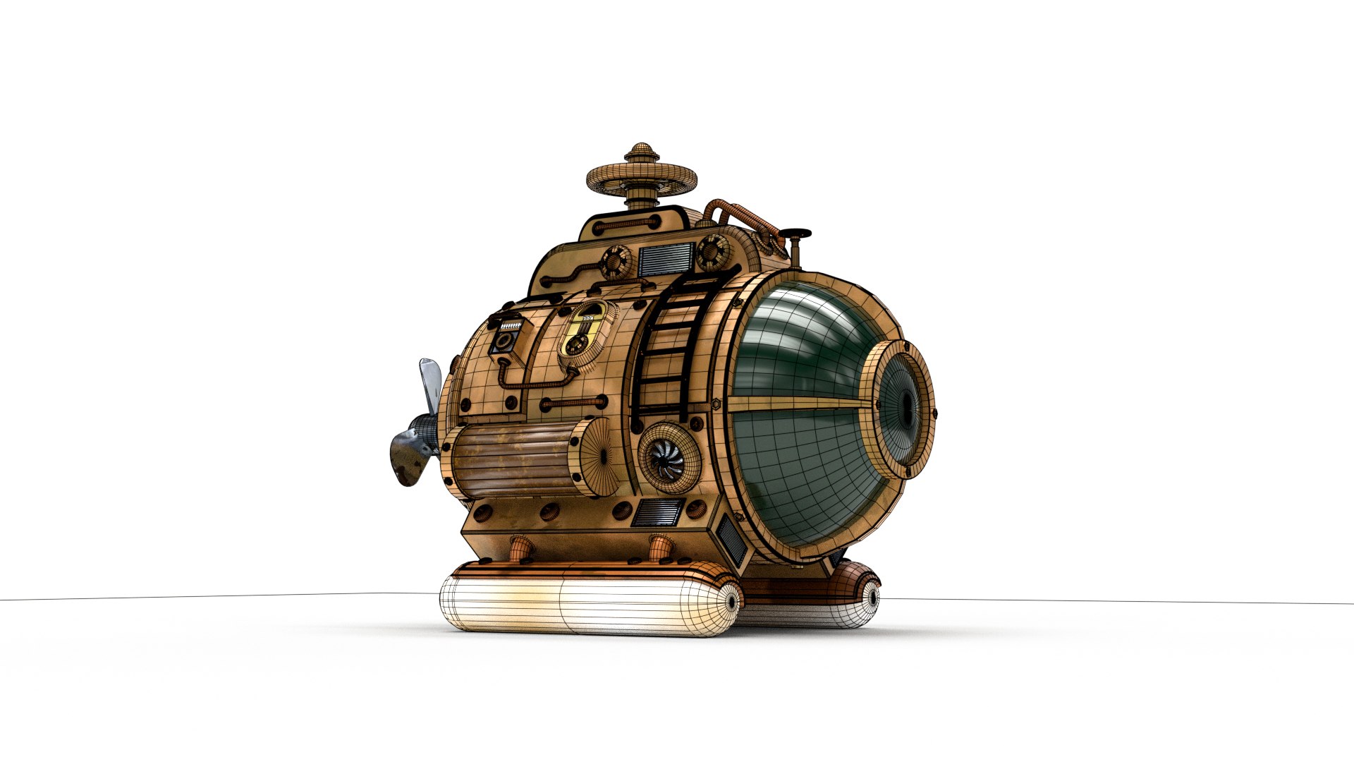 Steampunk Submarine Steam 3D Model - TurboSquid 1535109