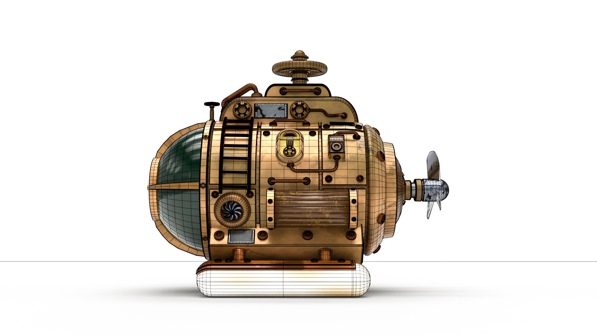 Steampunk submarine steam 3D model - TurboSquid 1535109