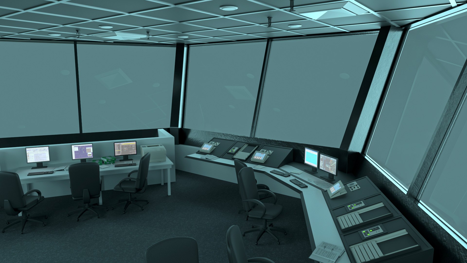 Control Tower Room 3D Model - TurboSquid 2317859