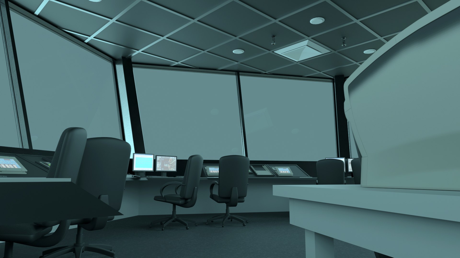 Control Tower Room 3D Model - TurboSquid 2317859