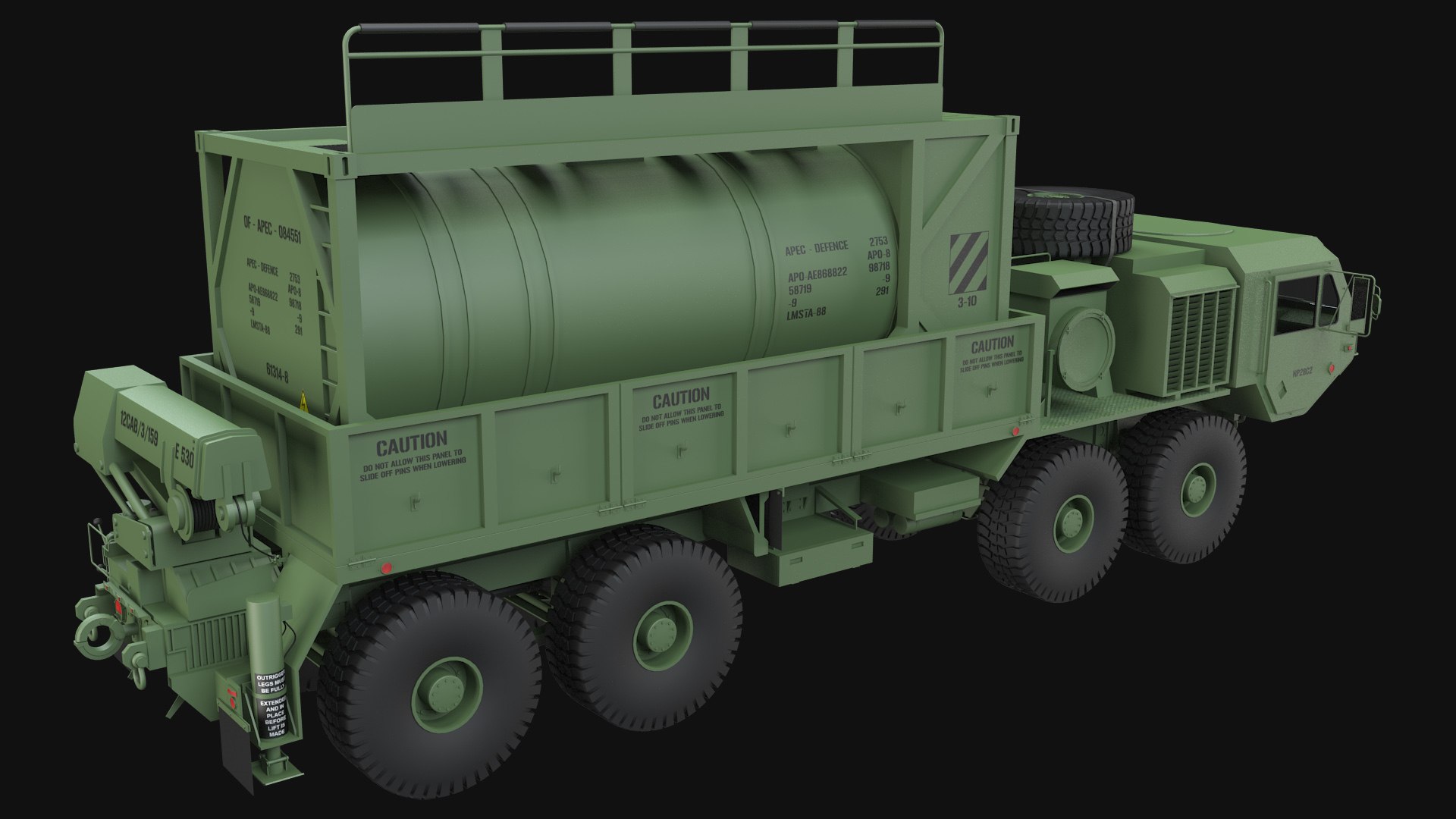 HEMTT Heavy Expanded Mobility Tactical Cargo Truck With Fuel Container ...