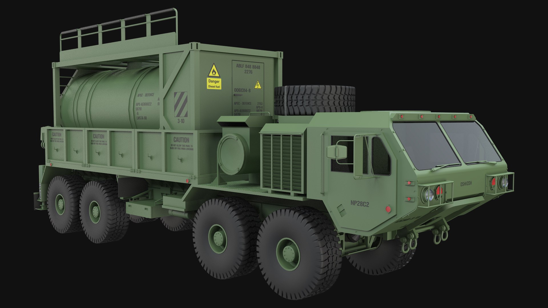 HEMTT Heavy Expanded Mobility Tactical Cargo Truck With Fuel Container ...