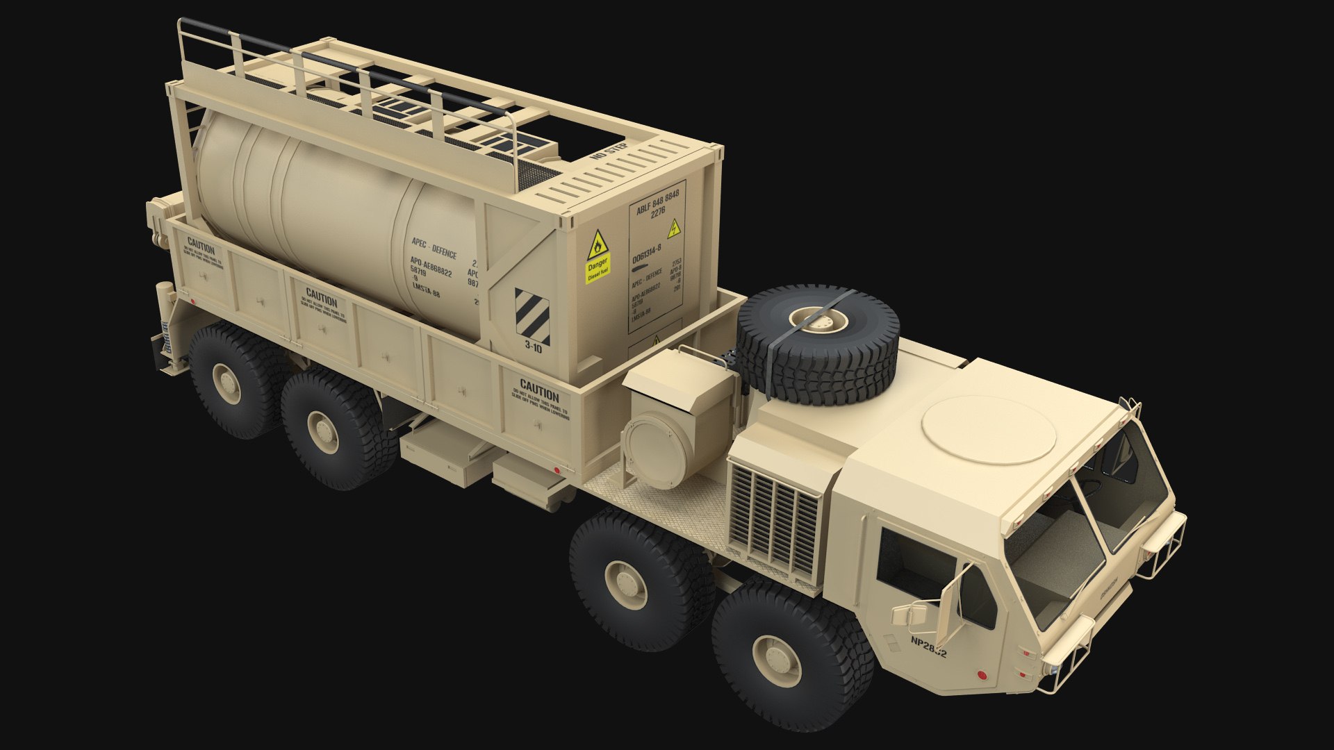 HEMTT Heavy Expanded Mobility Tactical Cargo Truck With Fuel Container ...