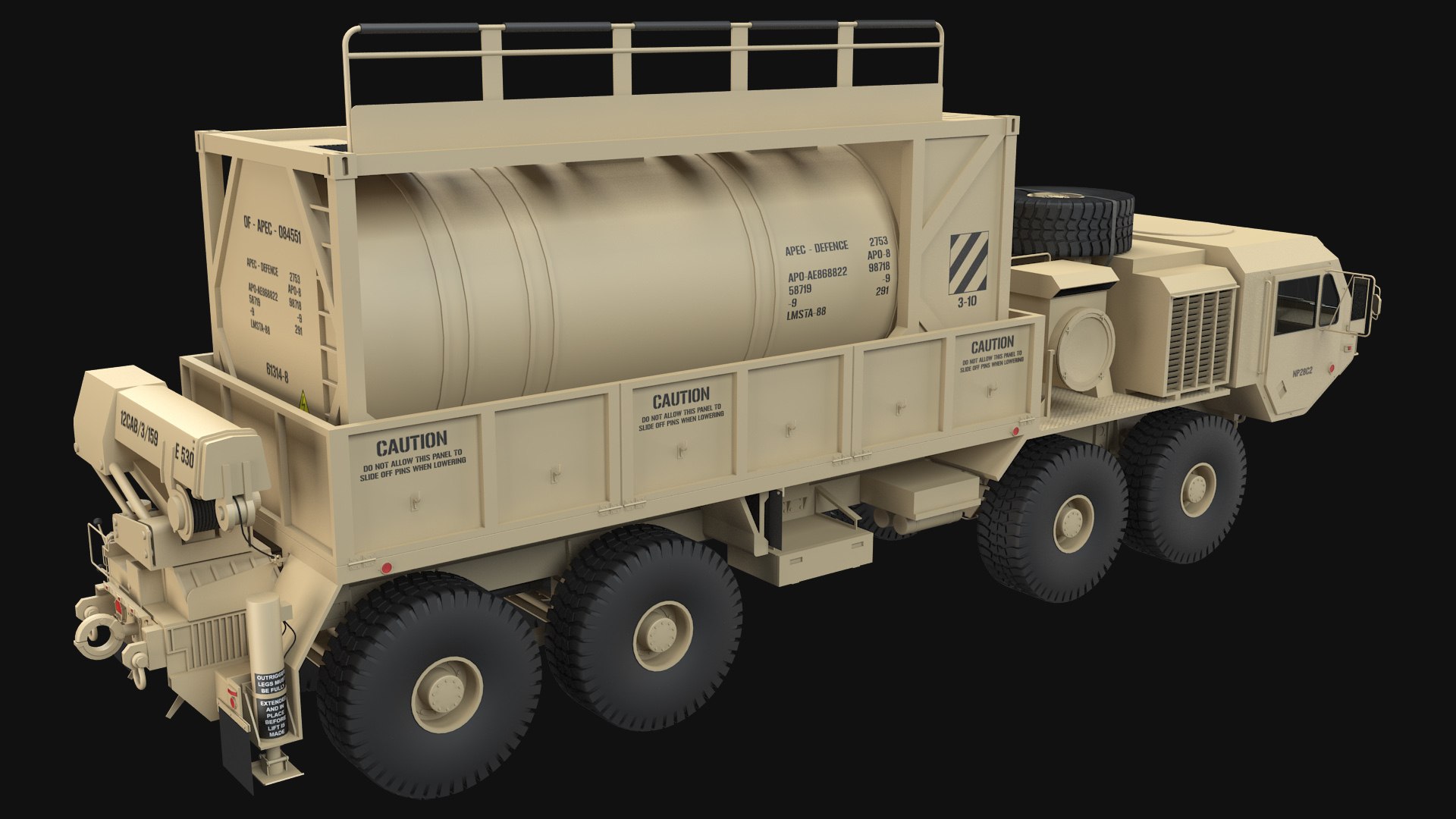 HEMTT Heavy Expanded Mobility Tactical Cargo Truck With Fuel Container ...