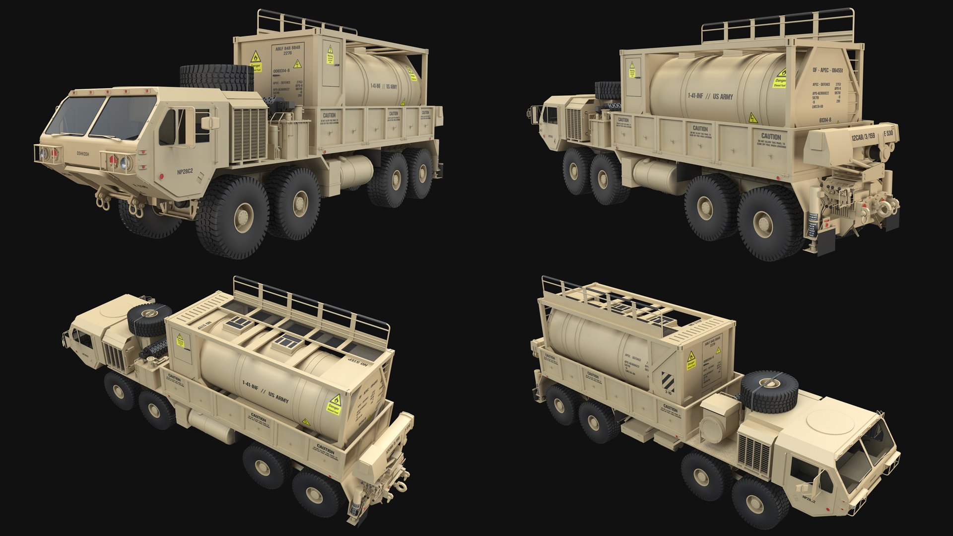 HEMTT Heavy Expanded Mobility Tactical Cargo Truck With Fuel Container ...