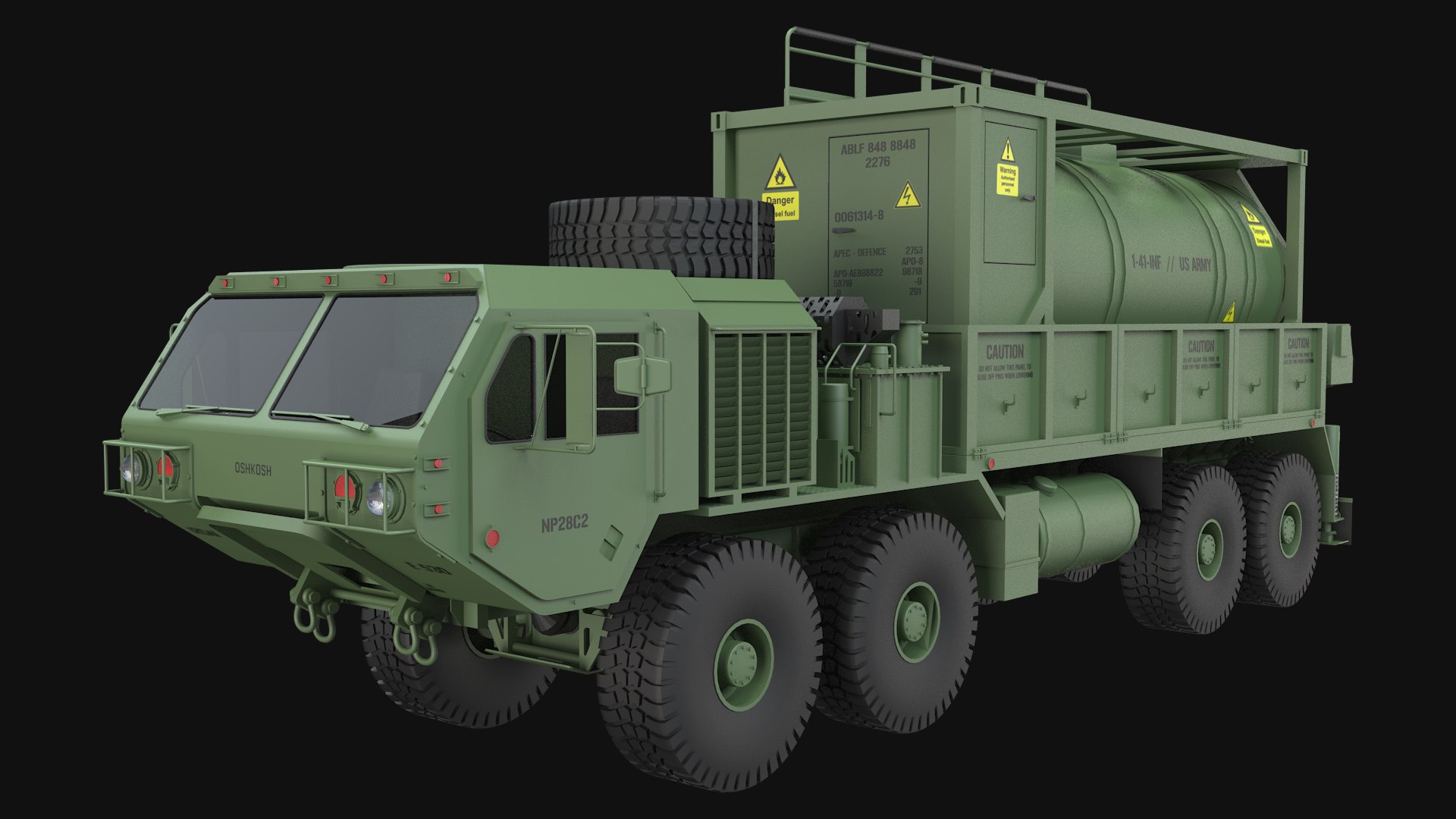 HEMTT Heavy Expanded Mobility Tactical Cargo Truck With Fuel Container ...