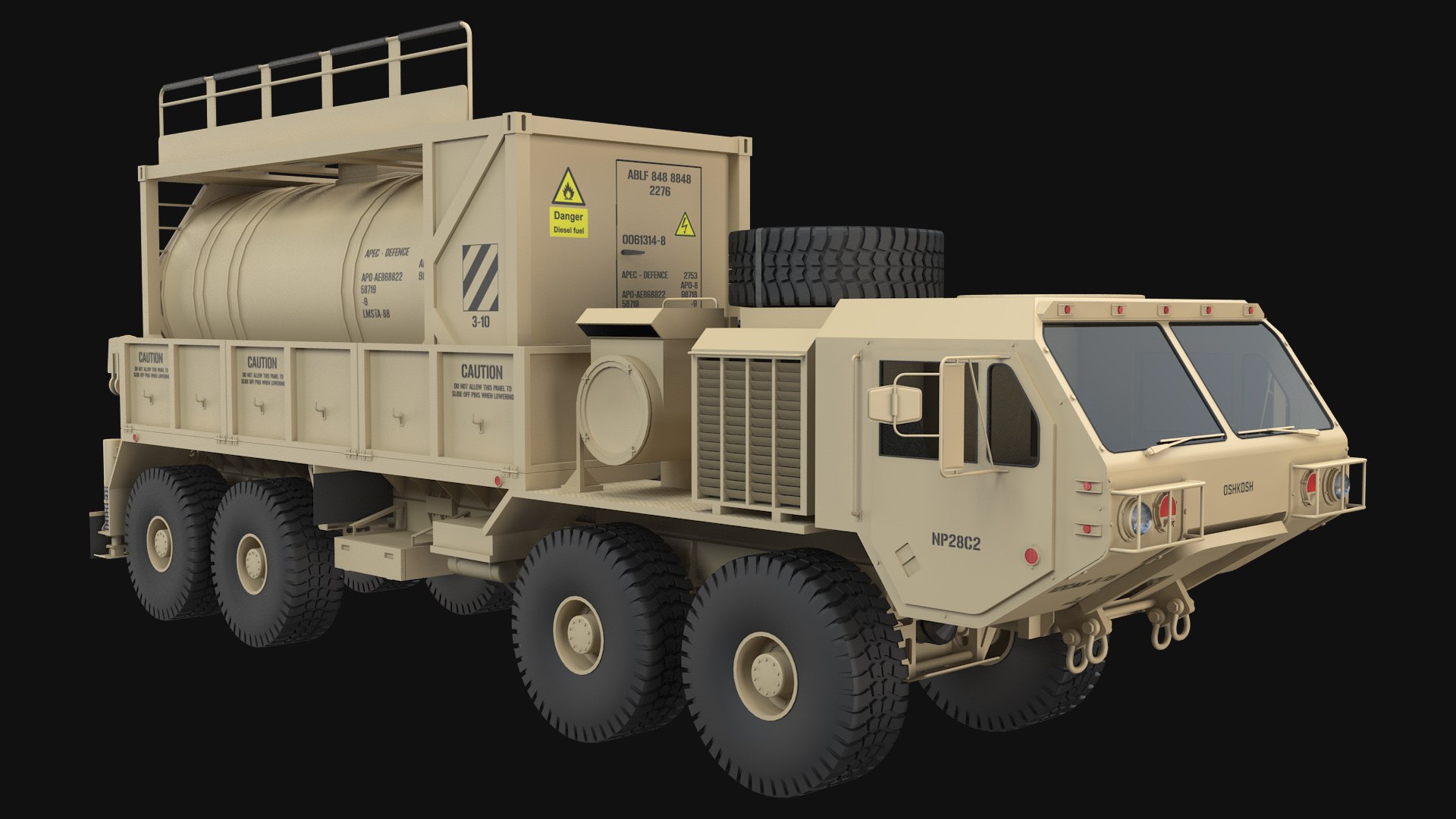 HEMTT Heavy Expanded Mobility Tactical Cargo Truck With Fuel Container ...