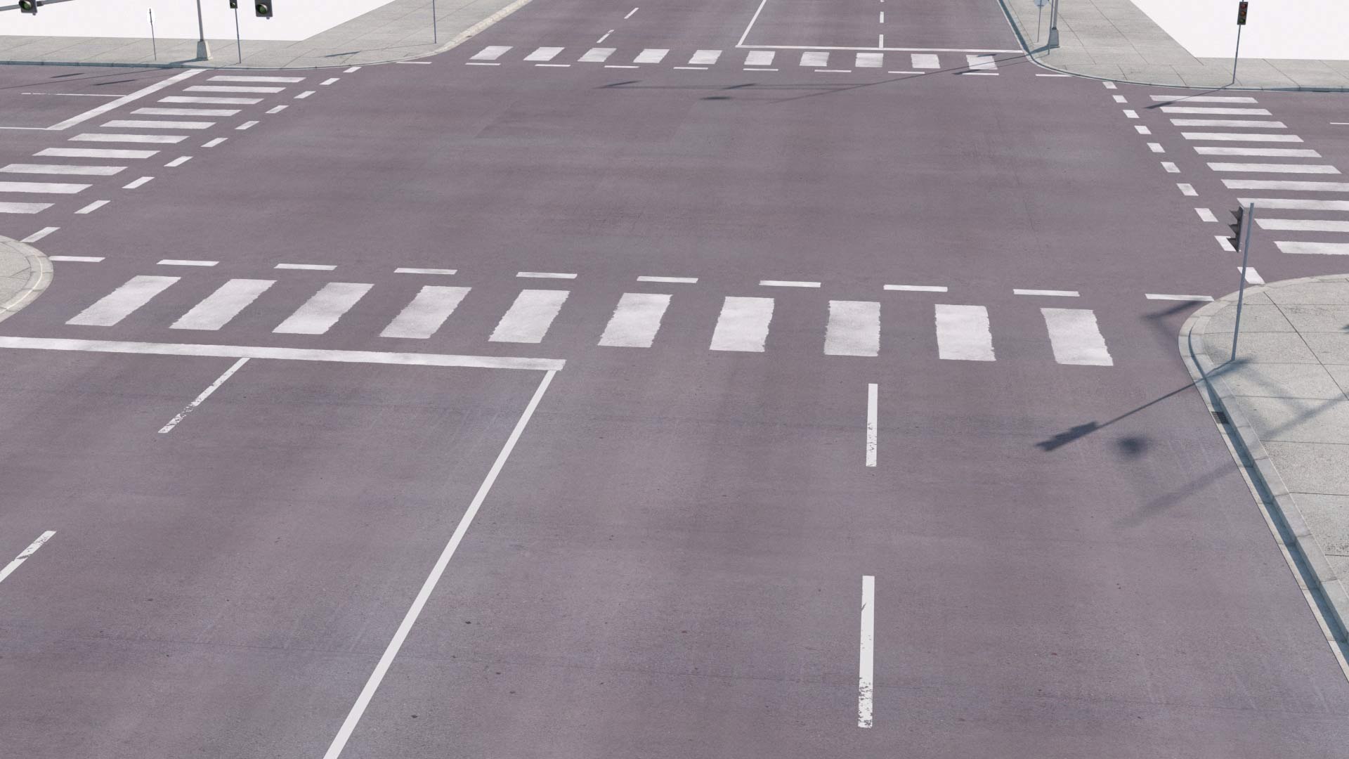 3D Streets Kit PBR - Game Ready Intersection Two Lines Model ...