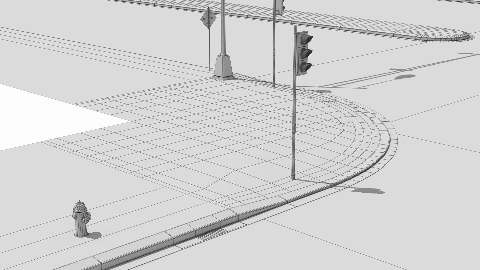3D Streets Kit PBR - Game Ready Intersection Two Lines Model ...