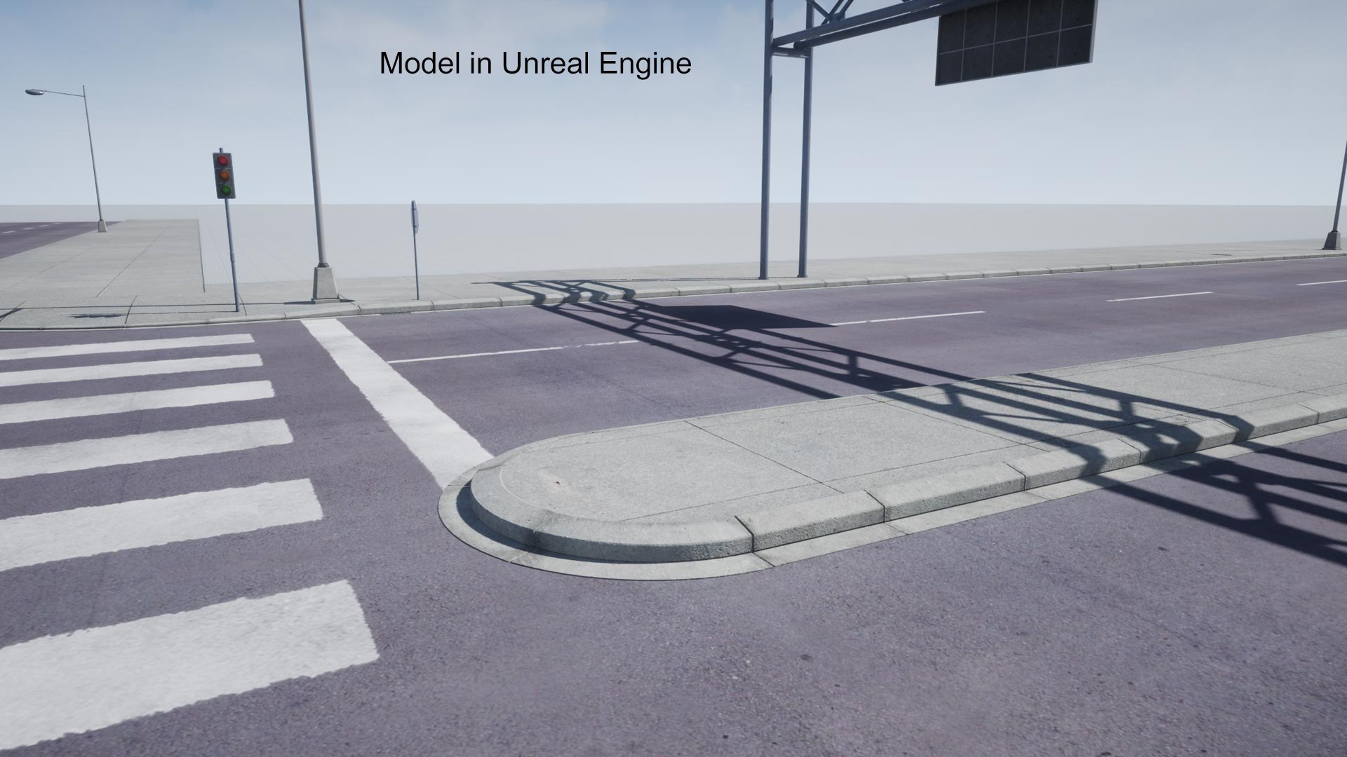 3D Streets Kit PBR - Game Ready Intersection Two Lines Model ...