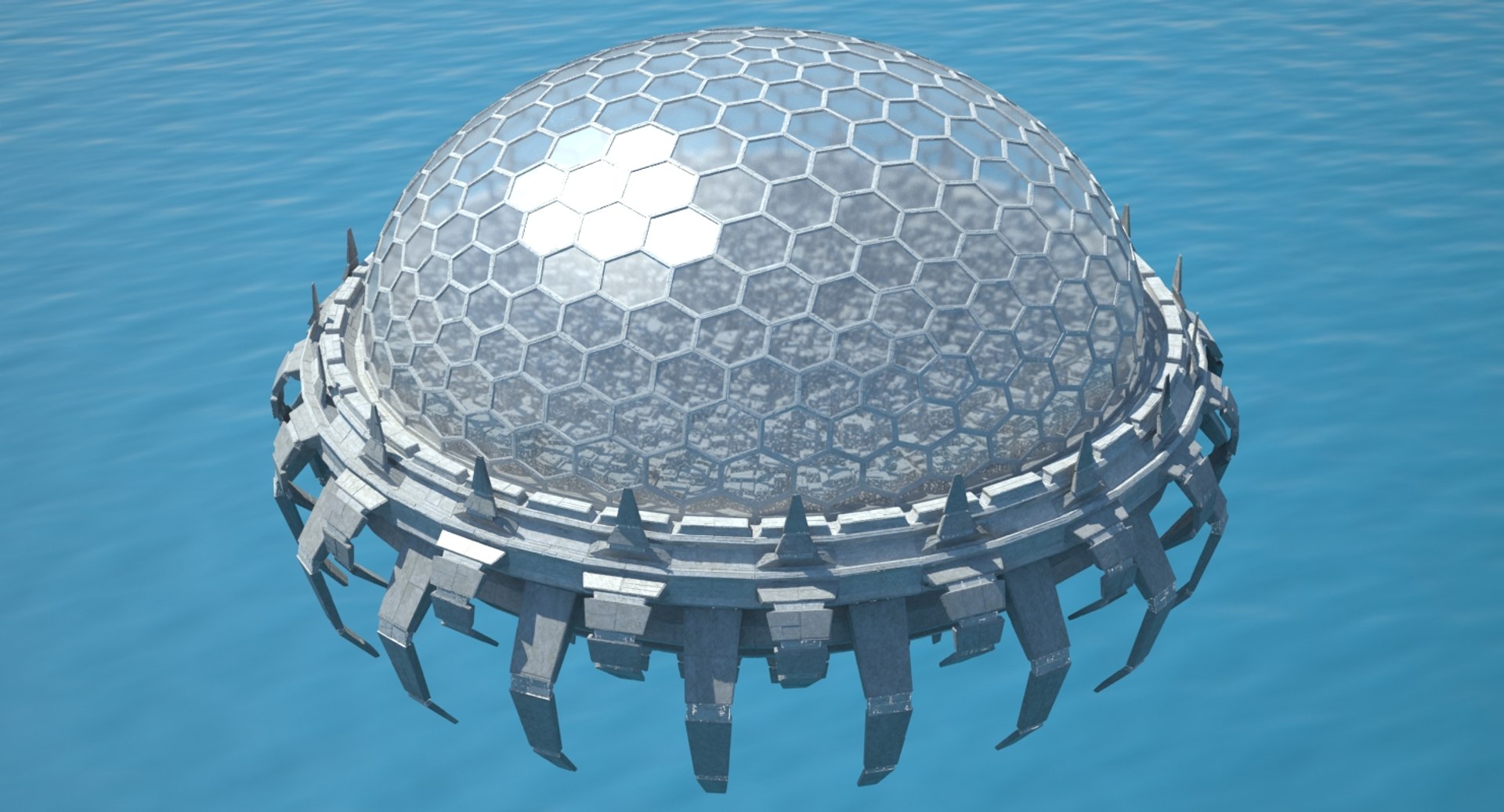 3D Ocean Flying City Model - TurboSquid 1199464