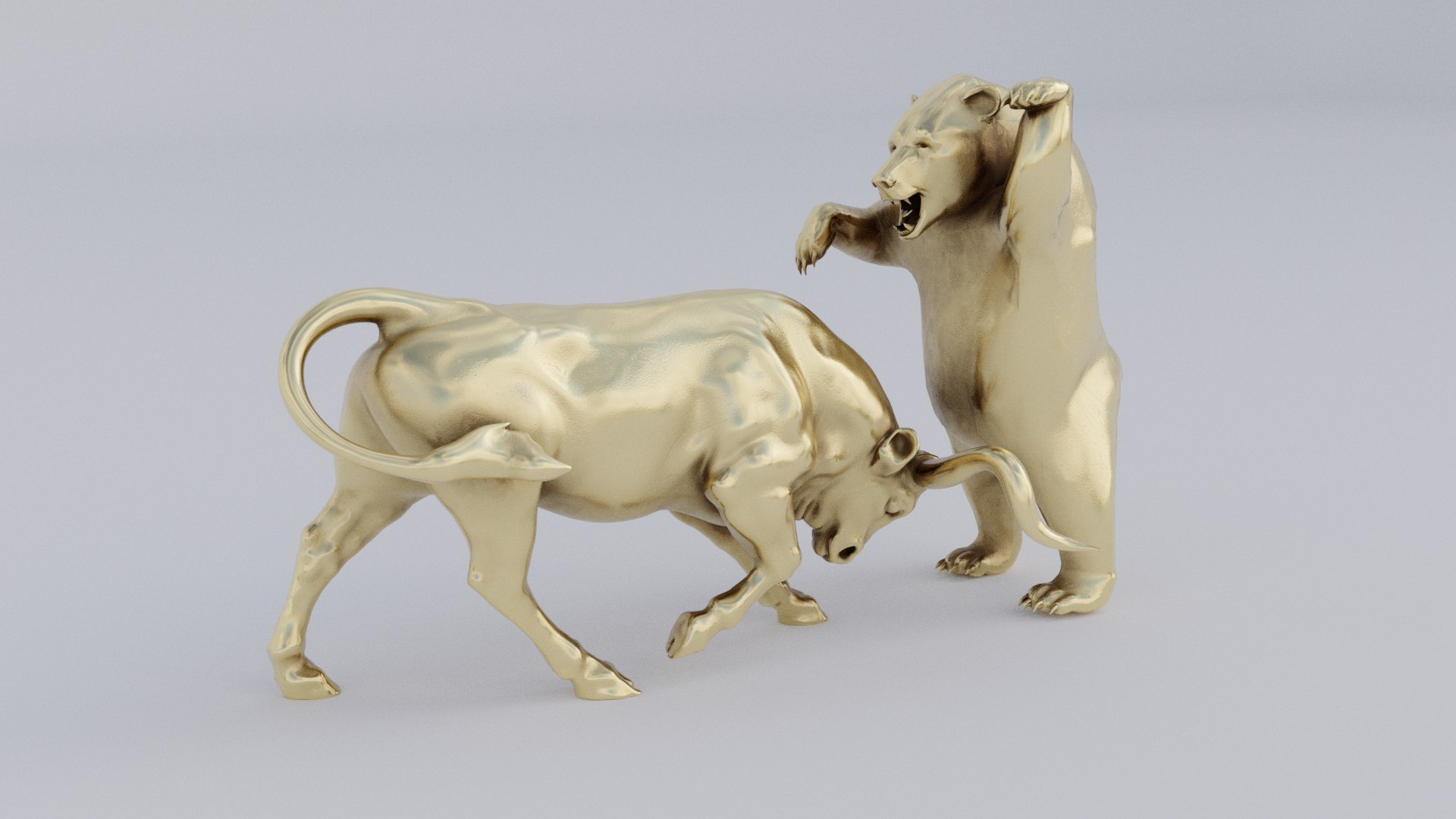 3D Model Stock Market Bull Bear Fight Statue - TurboSquid 2284467