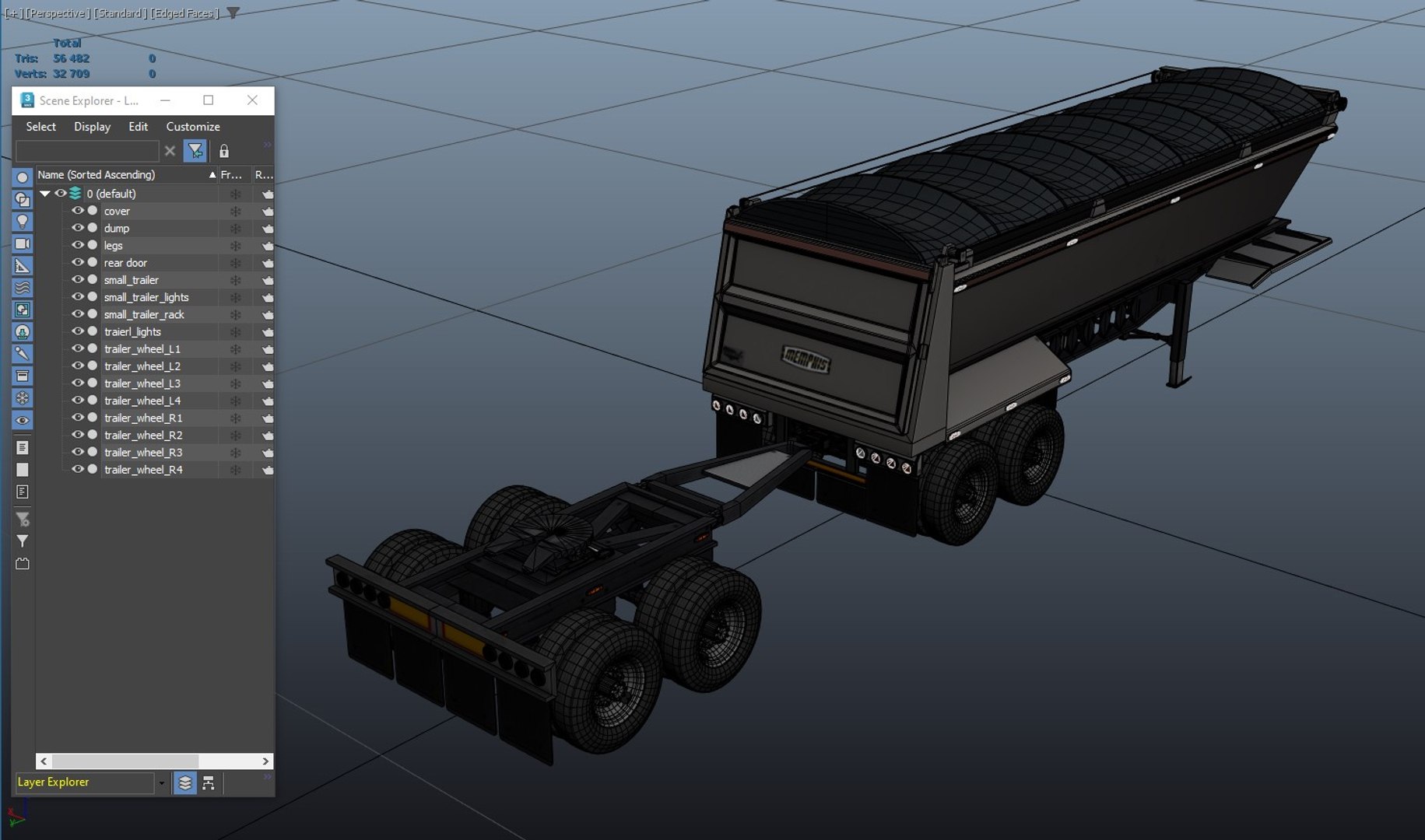3D Model Dump Trailer PBR - TurboSquid 2138477