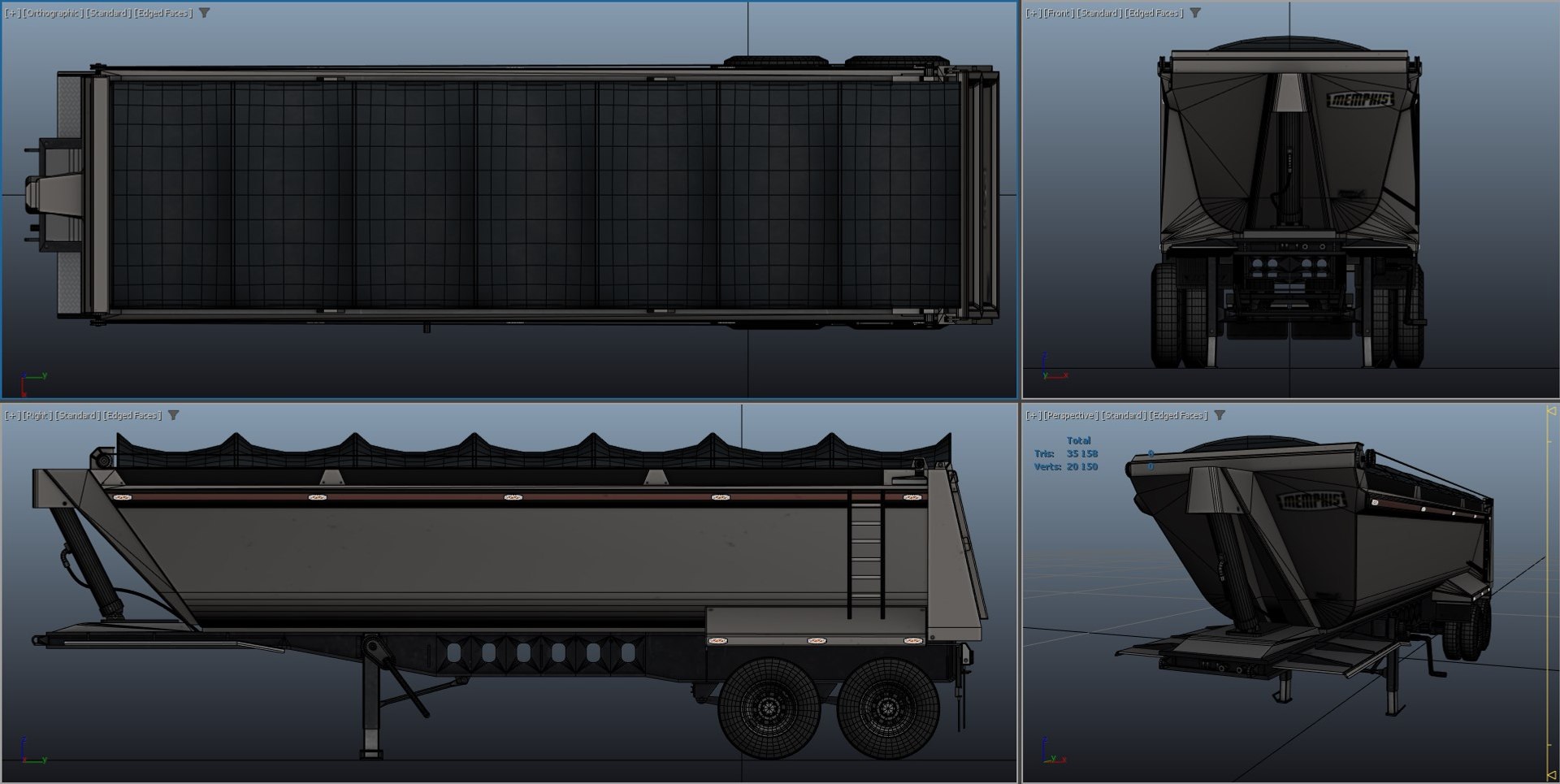 3D Model Dump Trailer PBR - TurboSquid 2138477