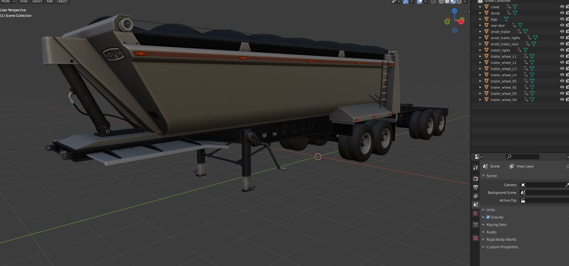 3D Model Dump Trailer PBR - TurboSquid 2138477