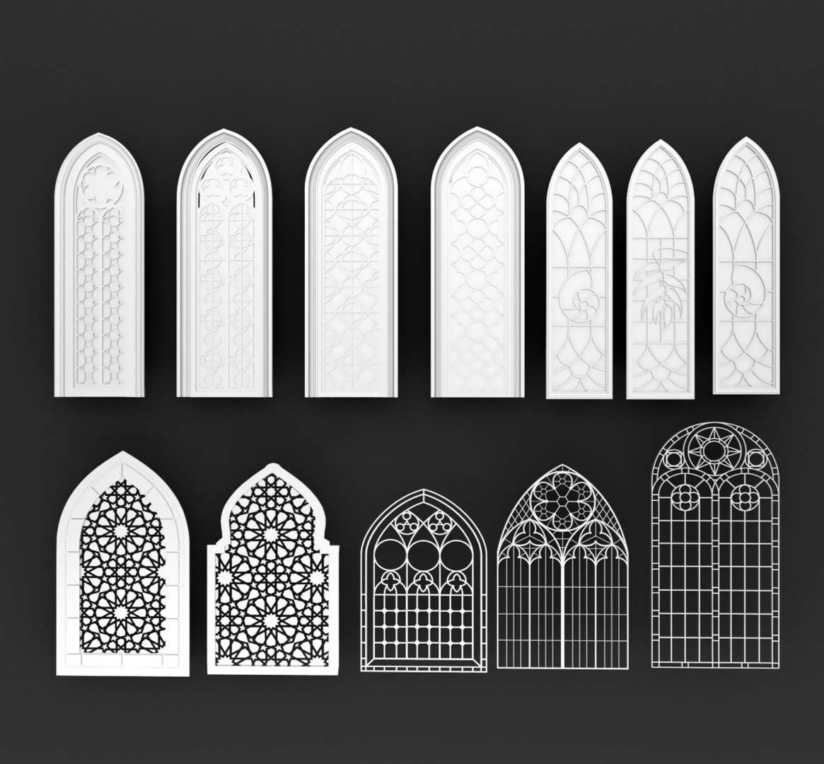 3D Arabic - Gothic Windows 12 Pieces - TurboSquid 1866824