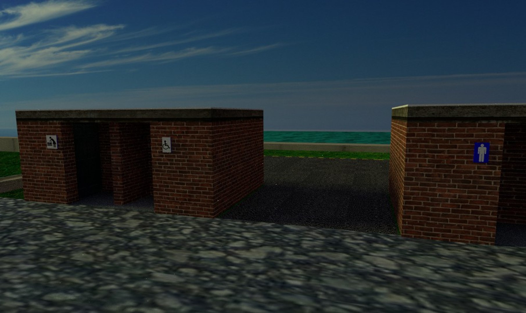 Basic Ferry Harbour 3d Model