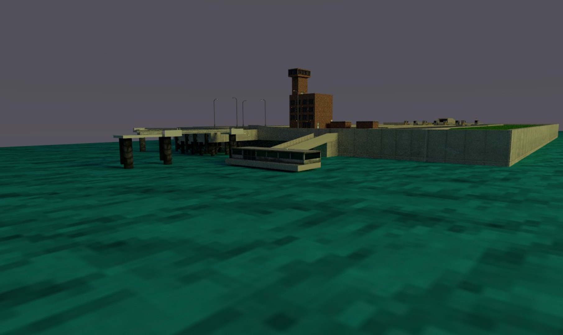 basic ferry harbour 3d model